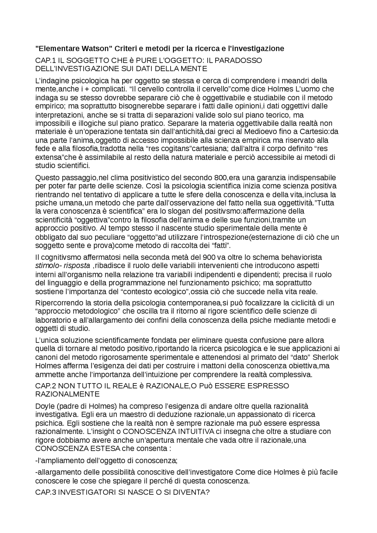 ELEMENTARE, WATSON! autore di nuovo. - Docsity