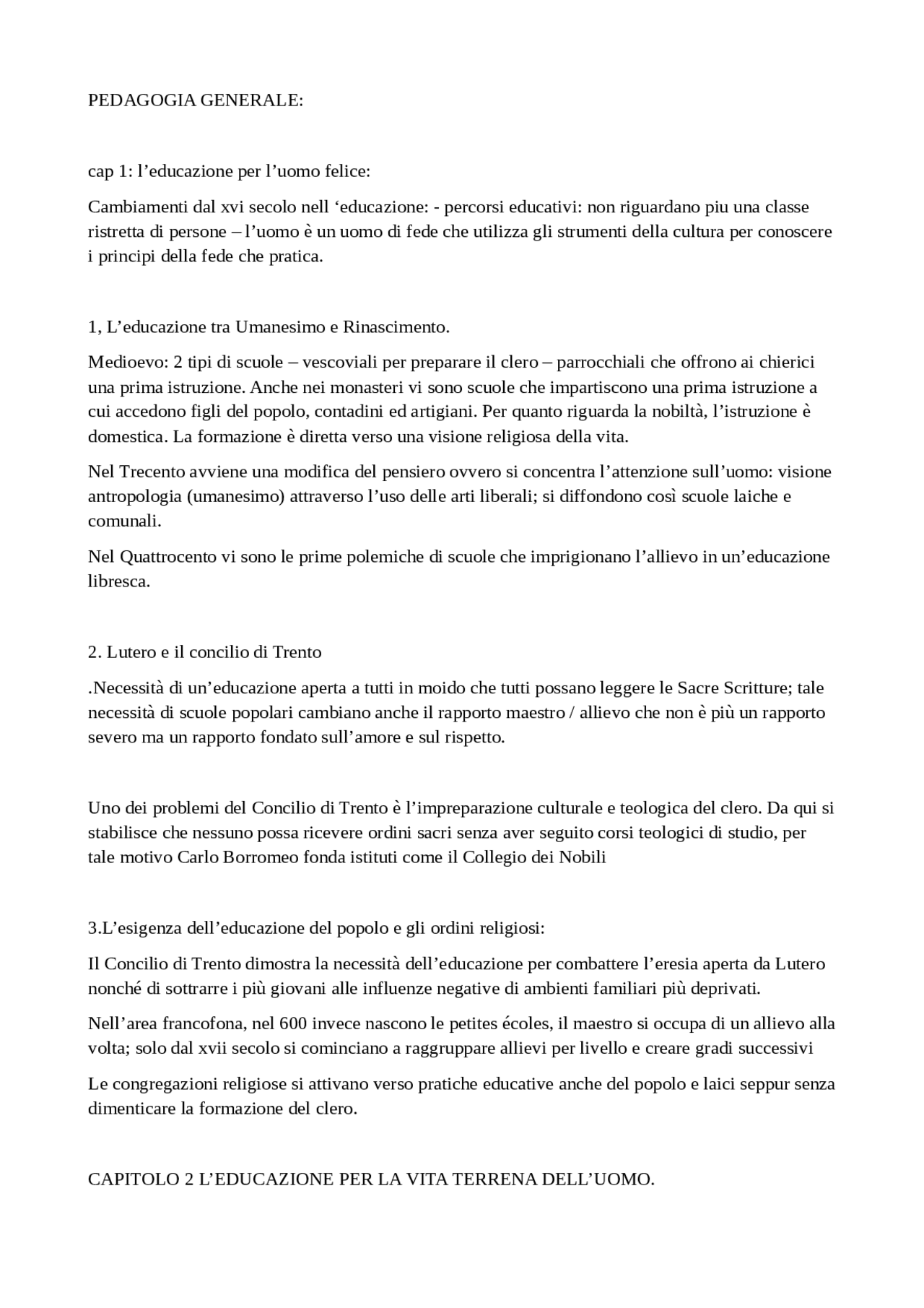 Pedagogia Generale Per Linsegnamento Nel Corso Di Laurea In Scienze