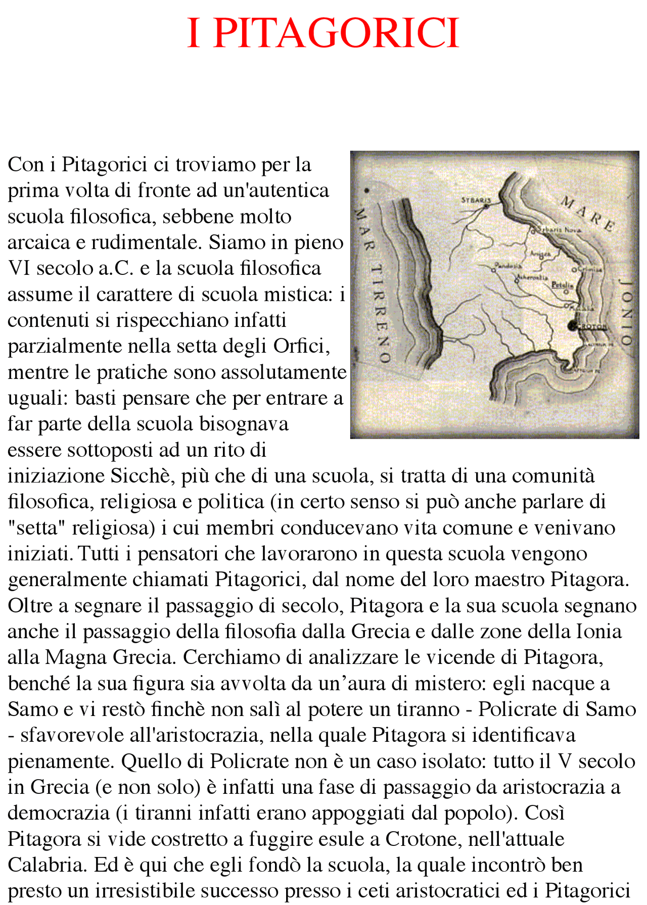 Pitagora E I Pitagorici Docsity