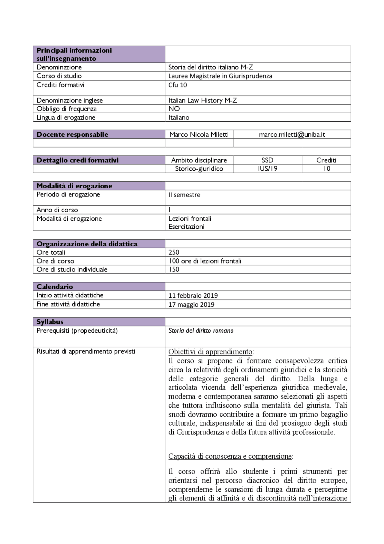 Scheda Del Professor Miletti Docsity