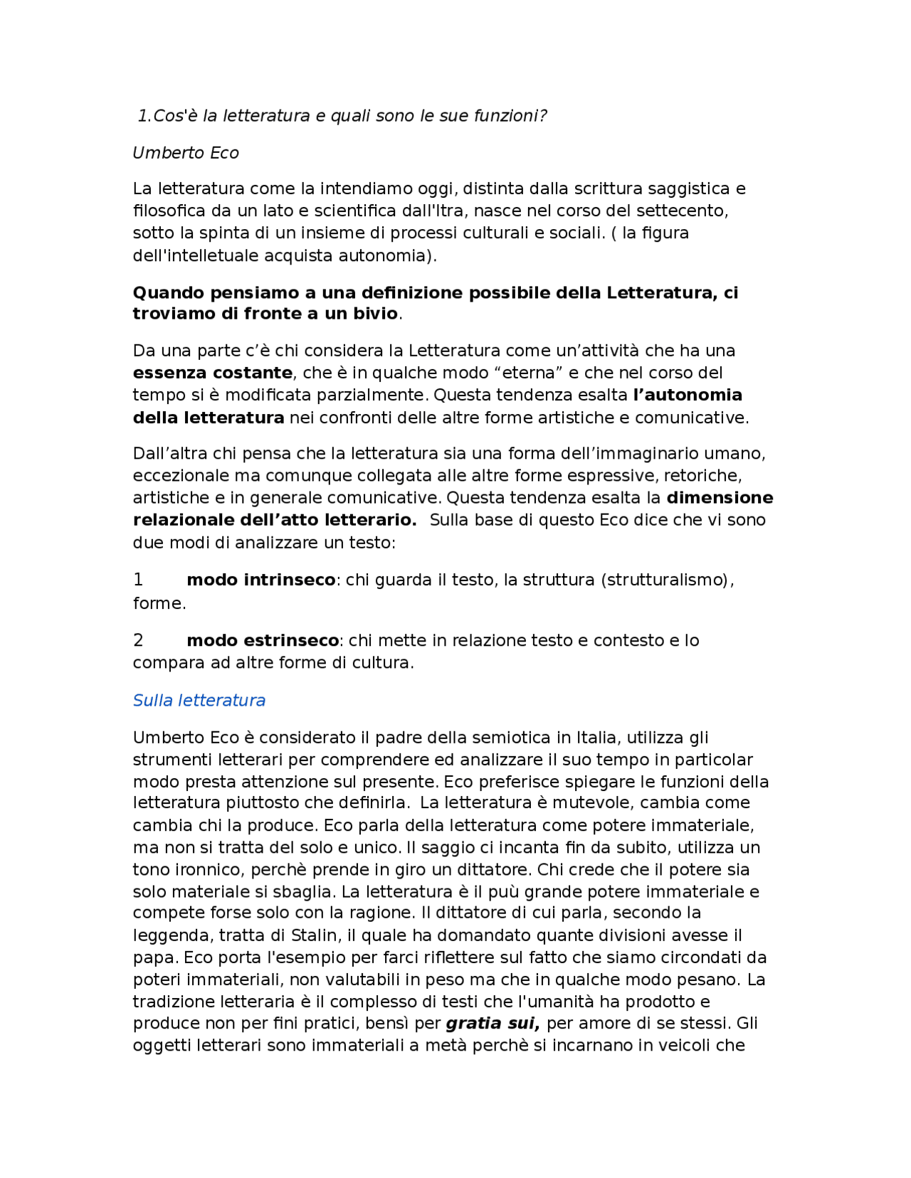 Letterature Comparate Docsity