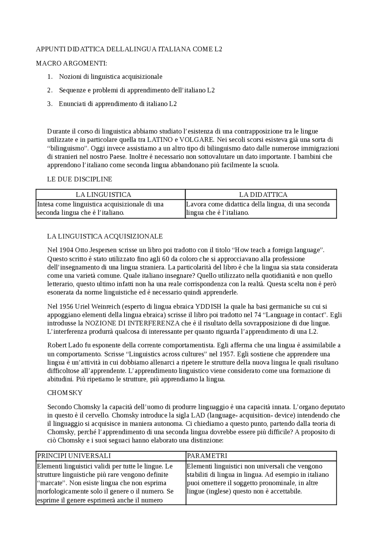 Appunti Di Didattica Della Lingua Italiana Come L2 Docsity