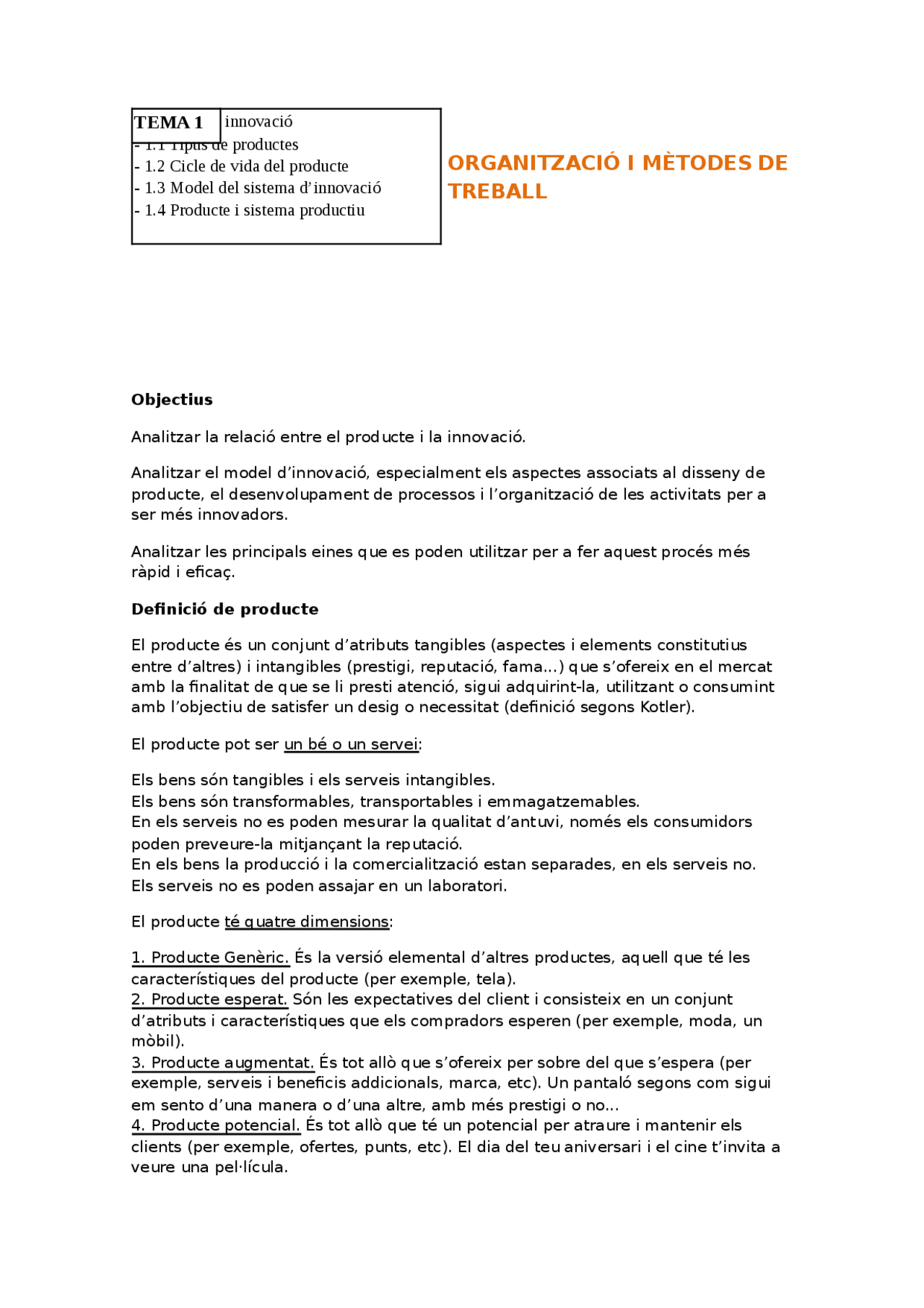 Organització I Mètodes De Treball Docsity