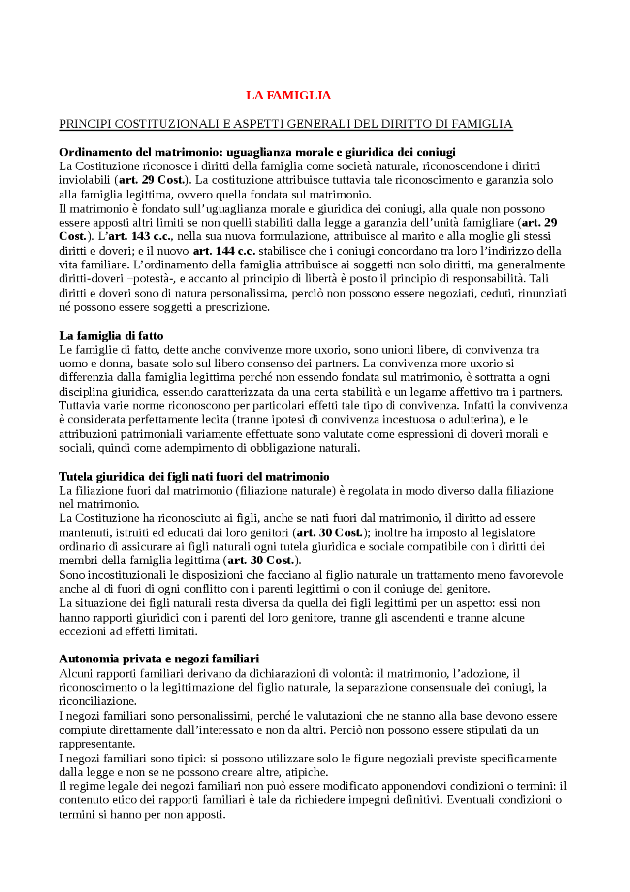 Diritto Privato Ii Diritto Di Famiglia Docsity