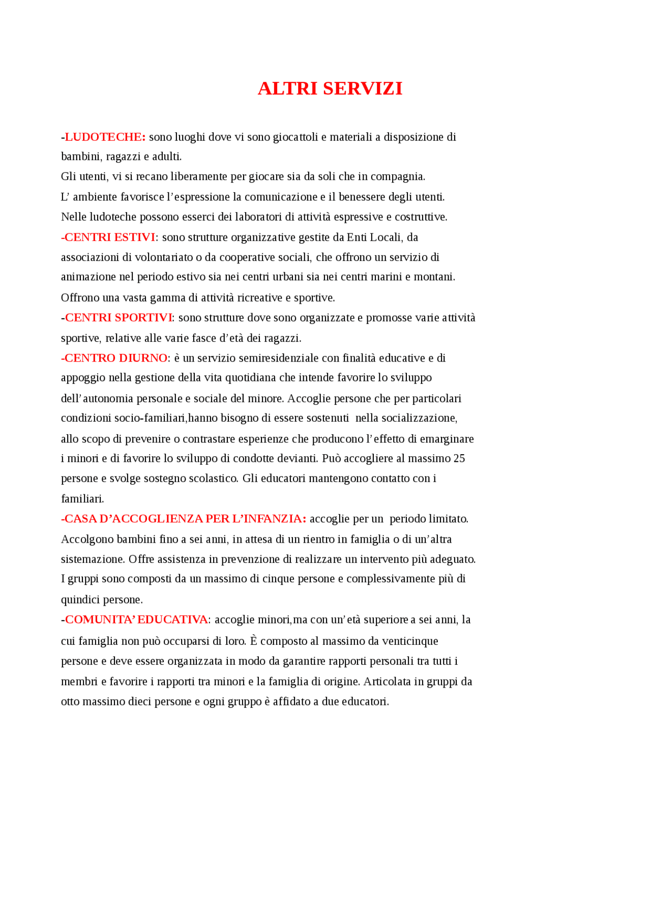 Altri Vari Servizi Da Utilizzare Docsity