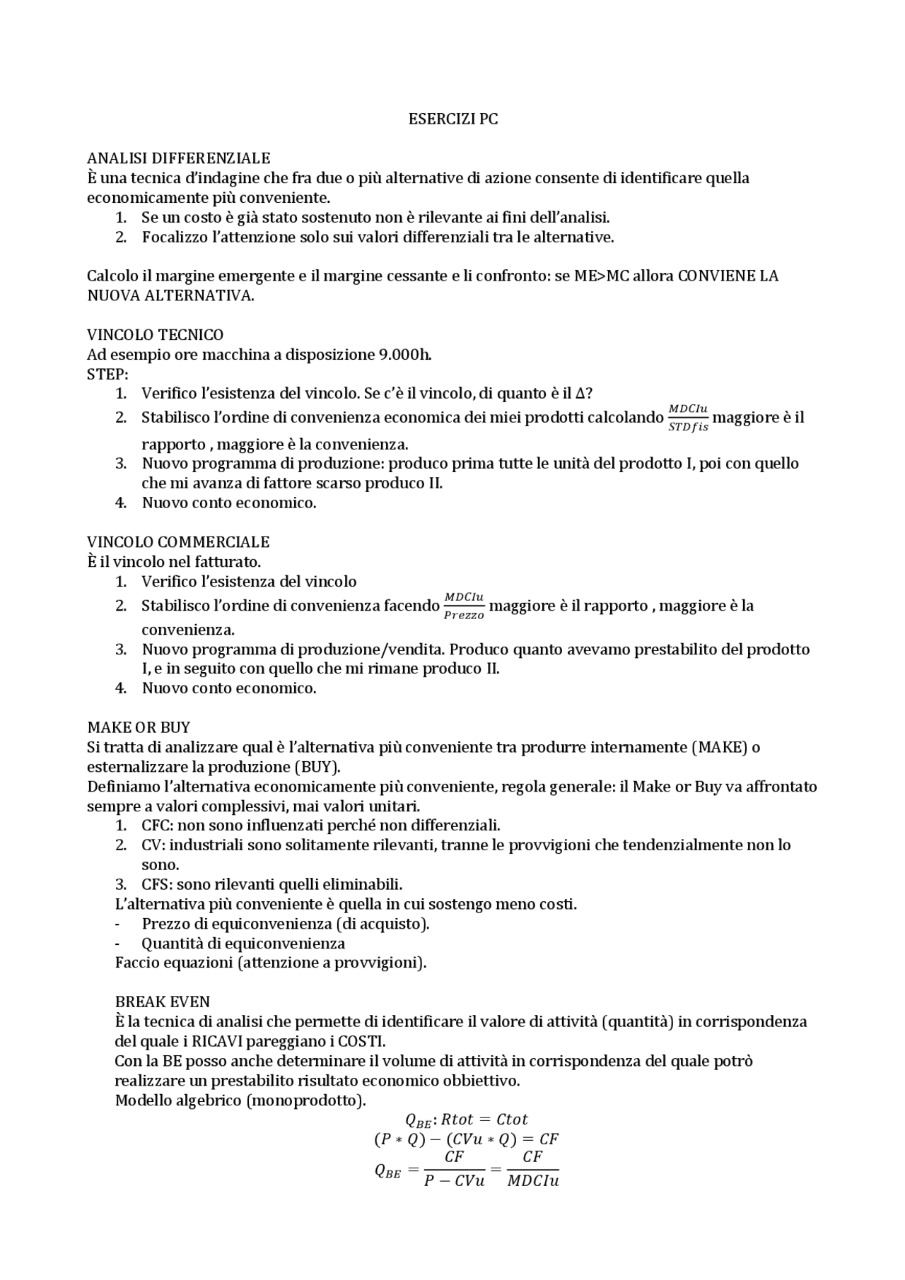 Esercizi Di Programmazione E Controllo Docsity