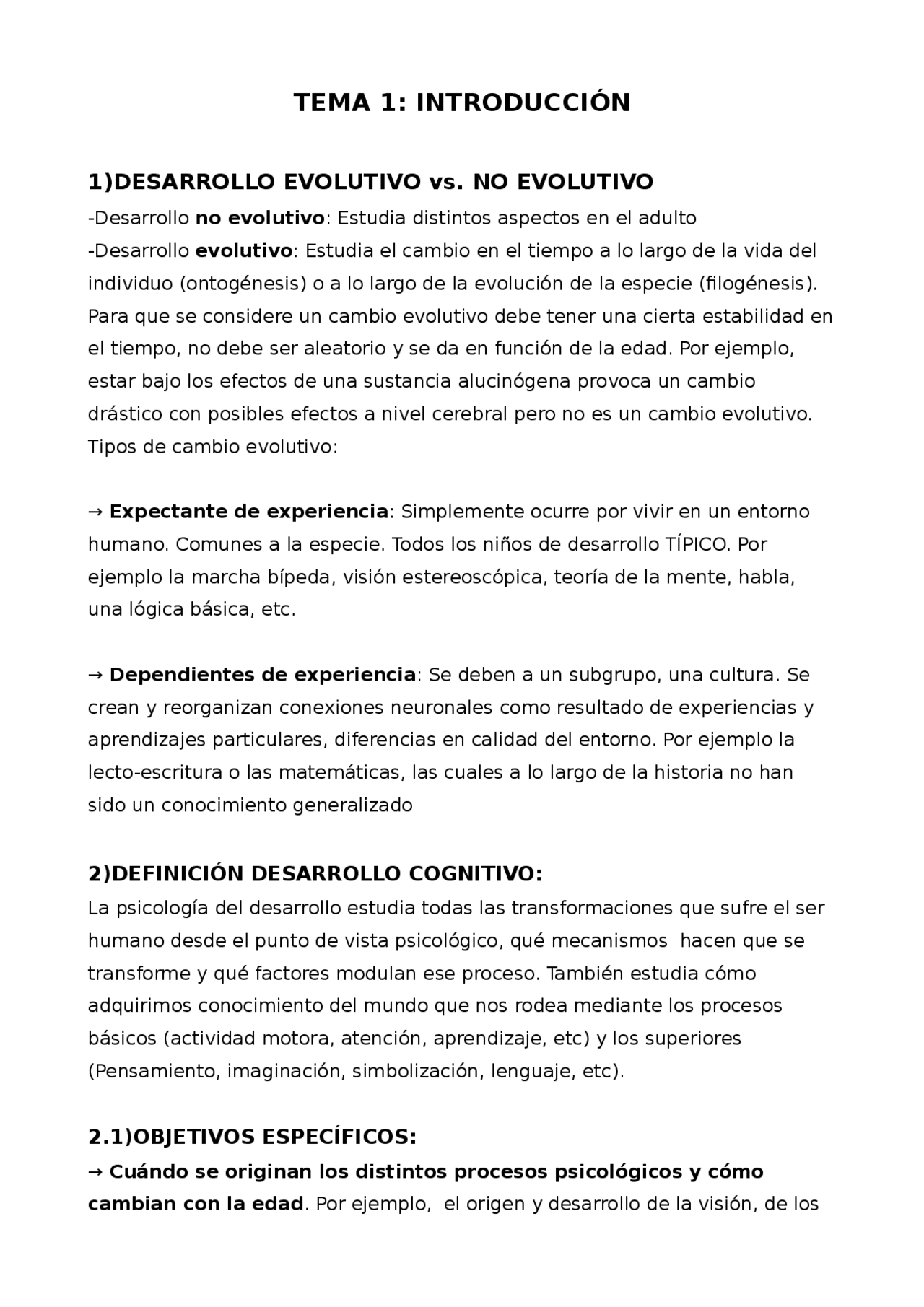 Tema 1 De Desarrollo Cognitivo Docsity