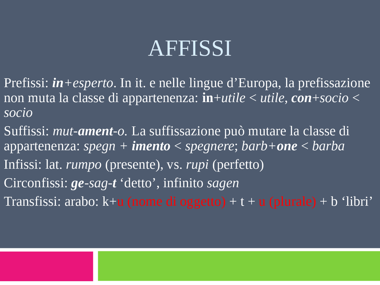 Tipi Di Morfemi Posizionali Docsity