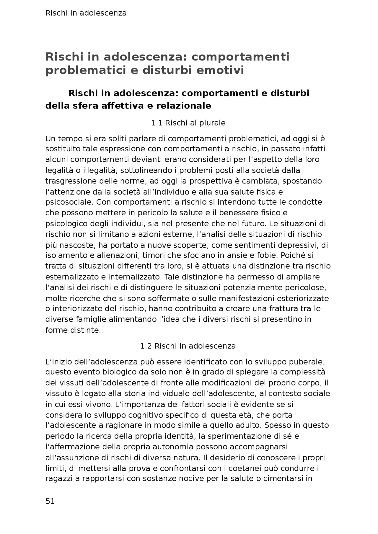 Rischi In Adolescenza Docsity