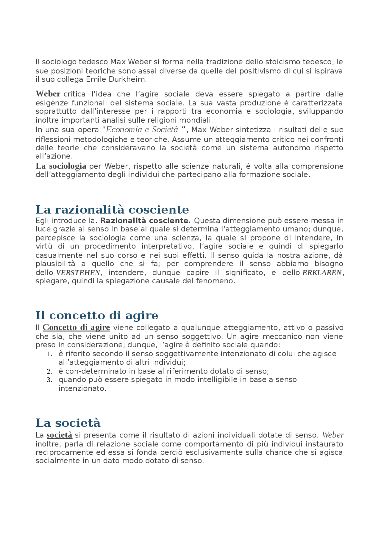 Economia E Società Max Weber Docsity