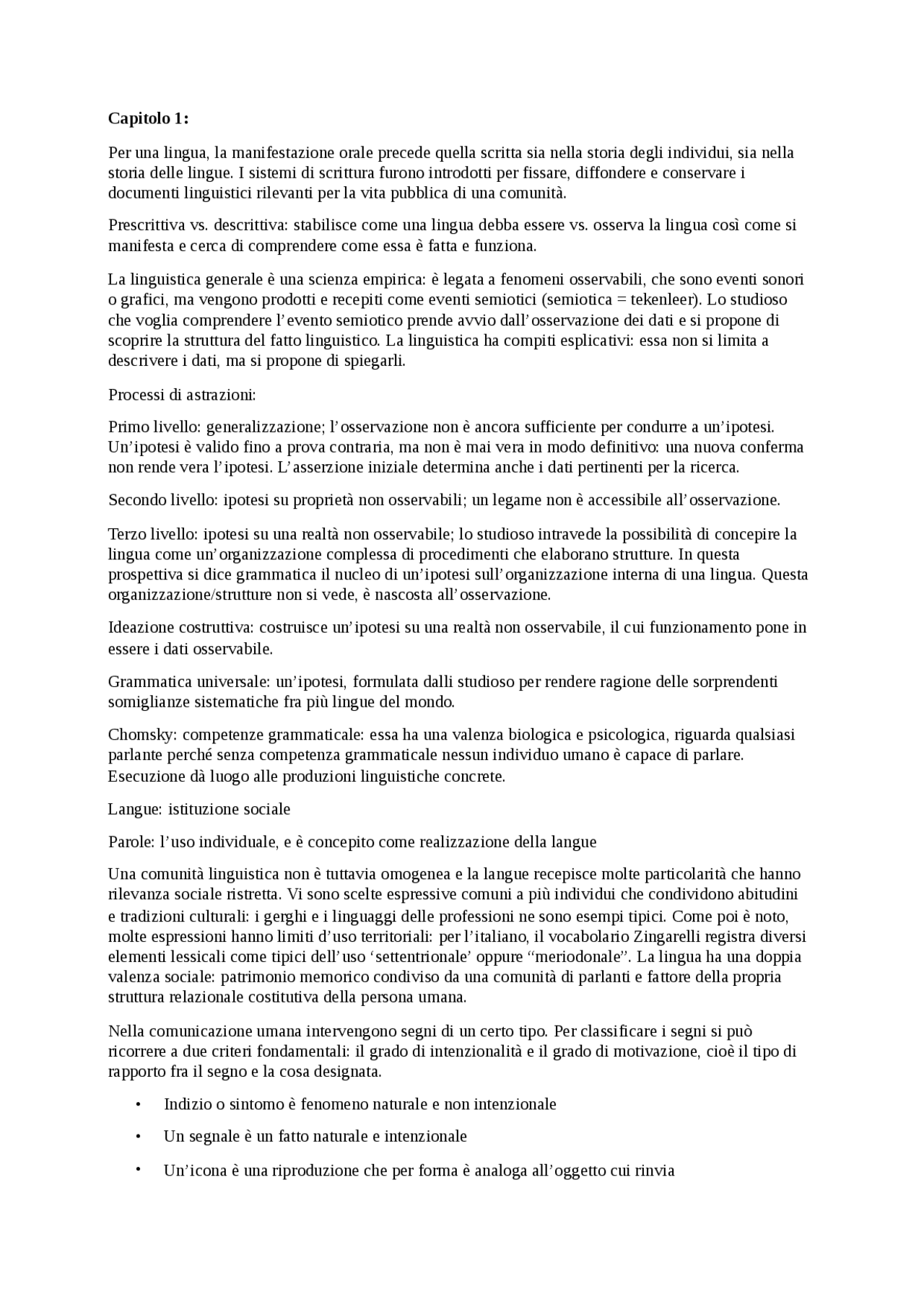 Riassunto Di Linguistica Generale Docsity