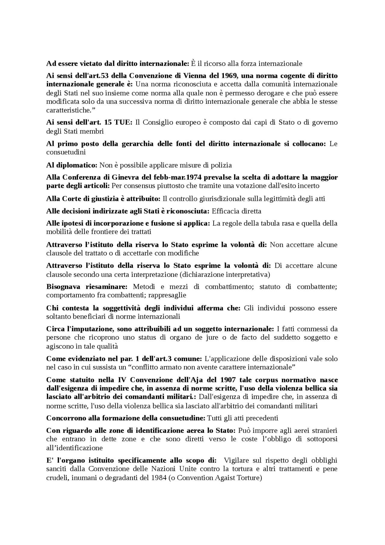 Domande E Risposte Di Diritto Internazionale Prof Corleto Unipegaso