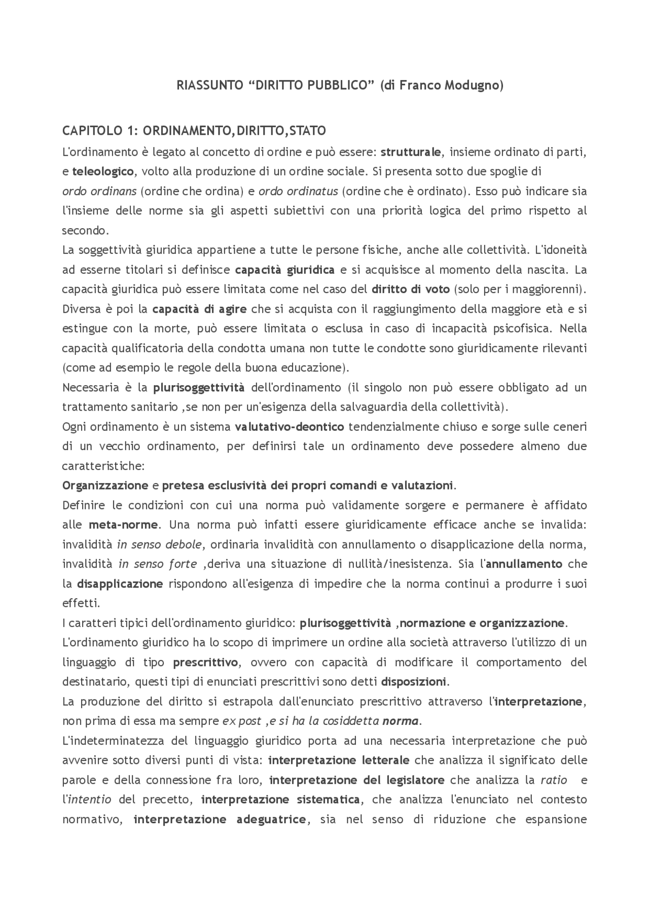 Riassunto Manuale Diritto Pubblico Docsity