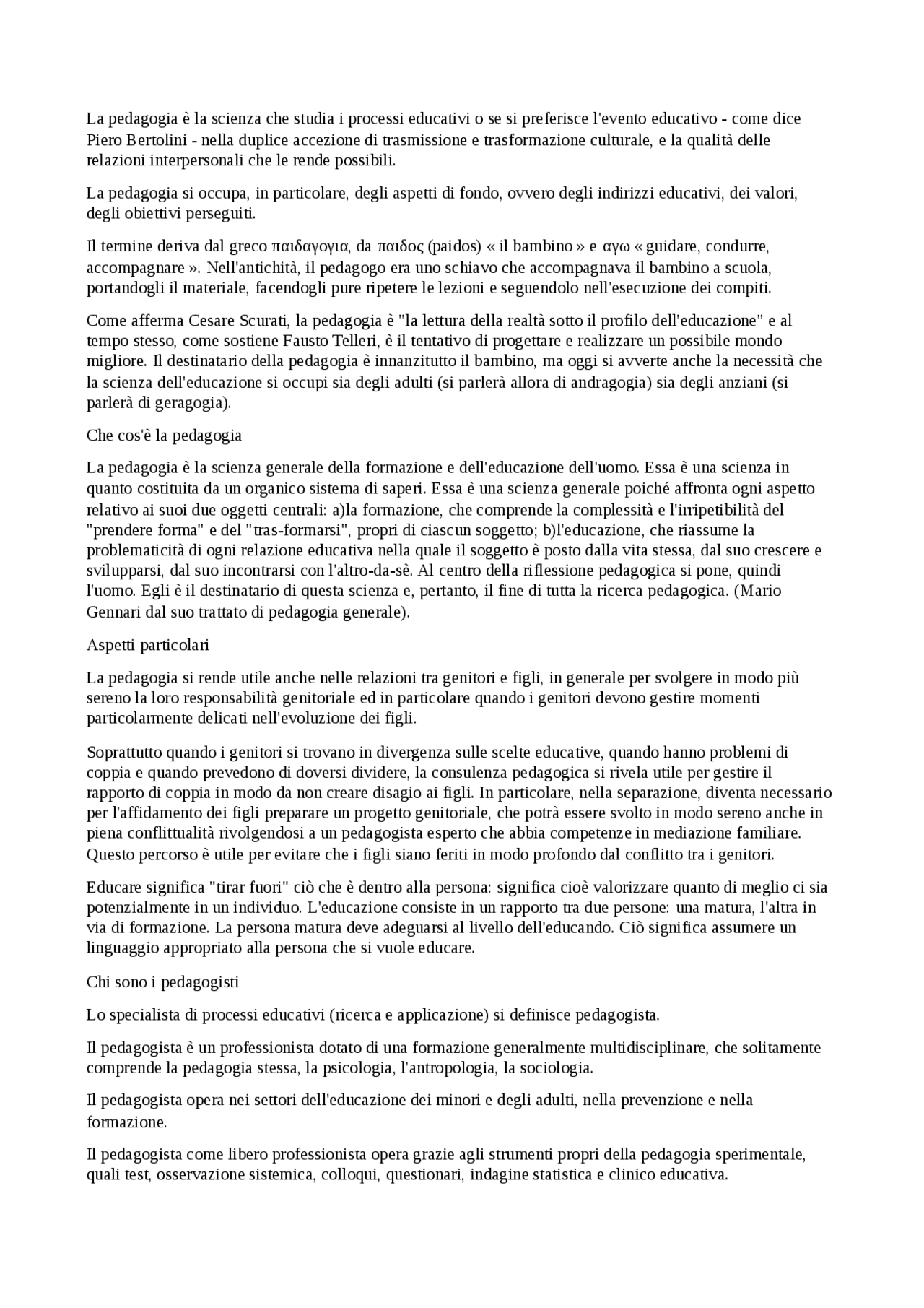 Nozioni Di Pedagogia Docsity