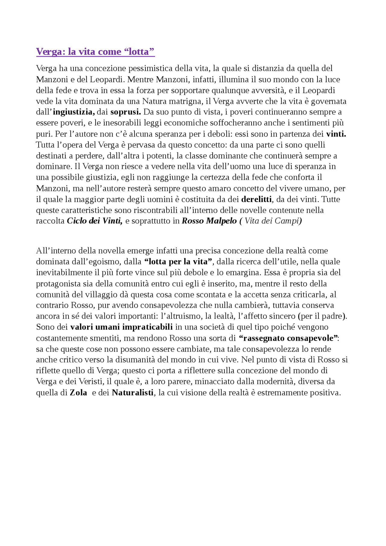 Giovanni Verga Parte Uno Docsity
