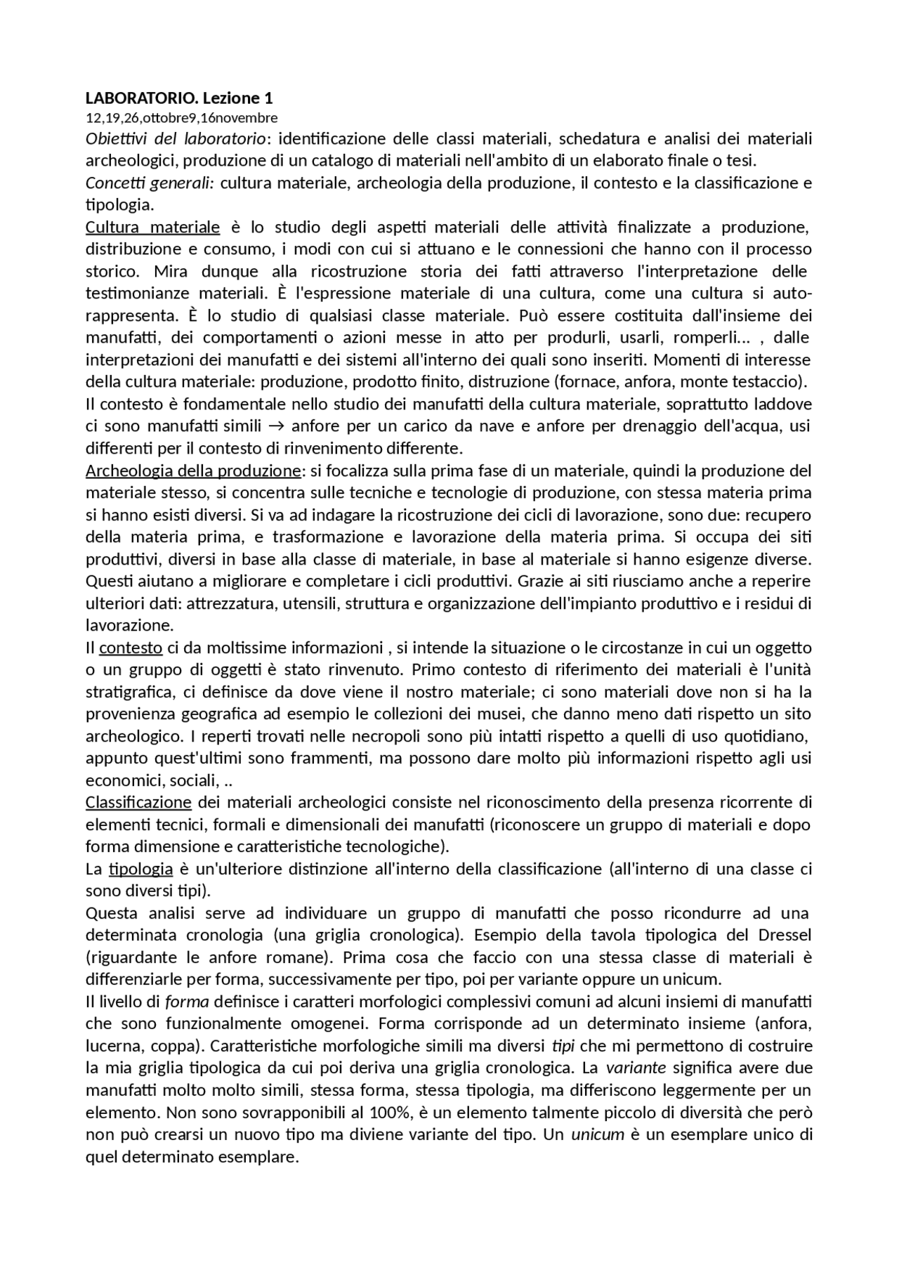 Lezione 1 Schedatura Dei Materiali Archeologici Docsity