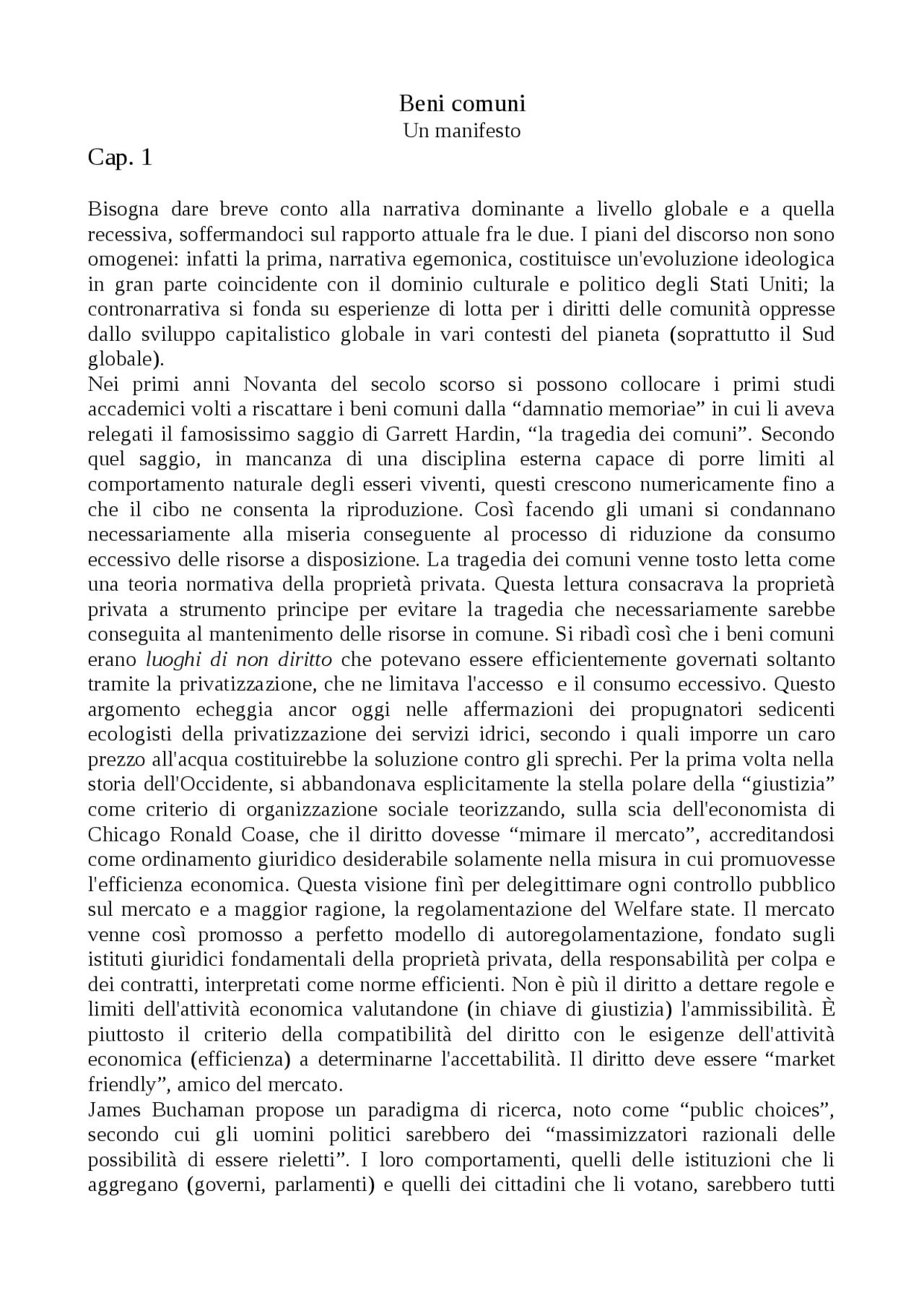 Diritto Dei Beni Comuni Docsity