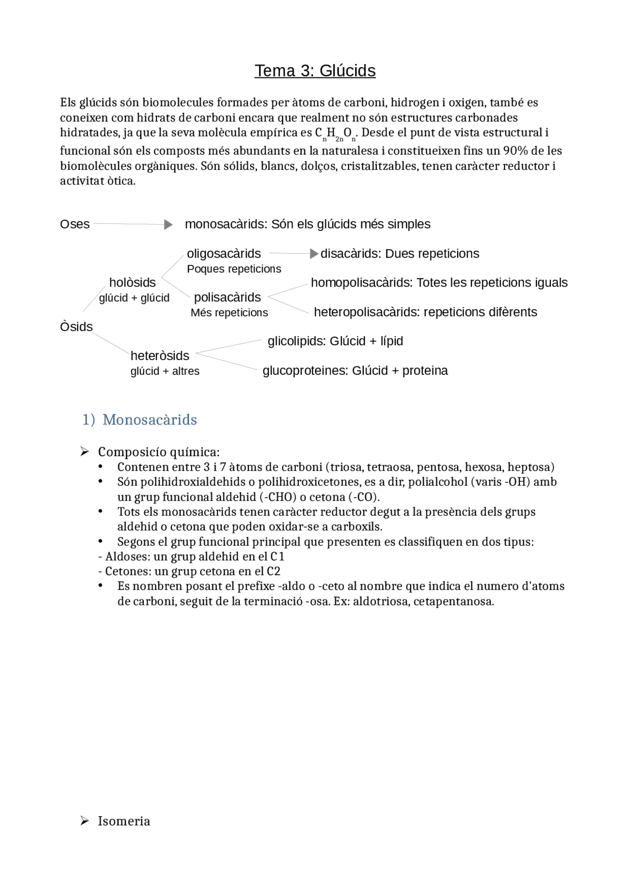 Resum Biologia Tema 3 Glúcids Docsity
