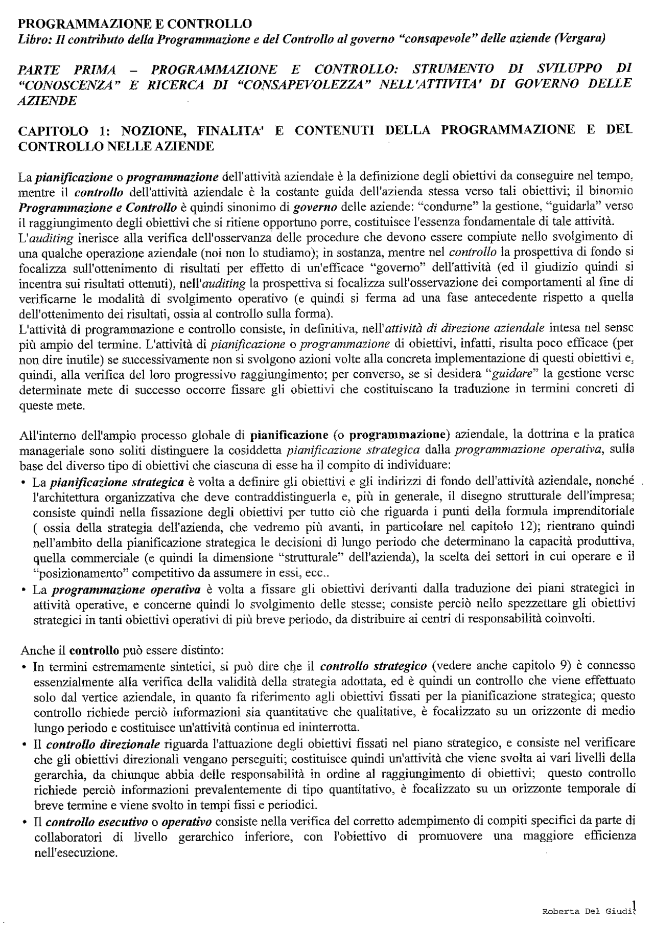 Riassunti Programmazione Aziendale Docsity