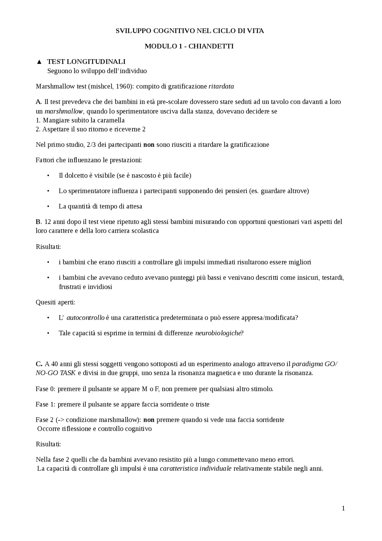 Appunti E Dispense Esame Ciclo Di Vita Docsity