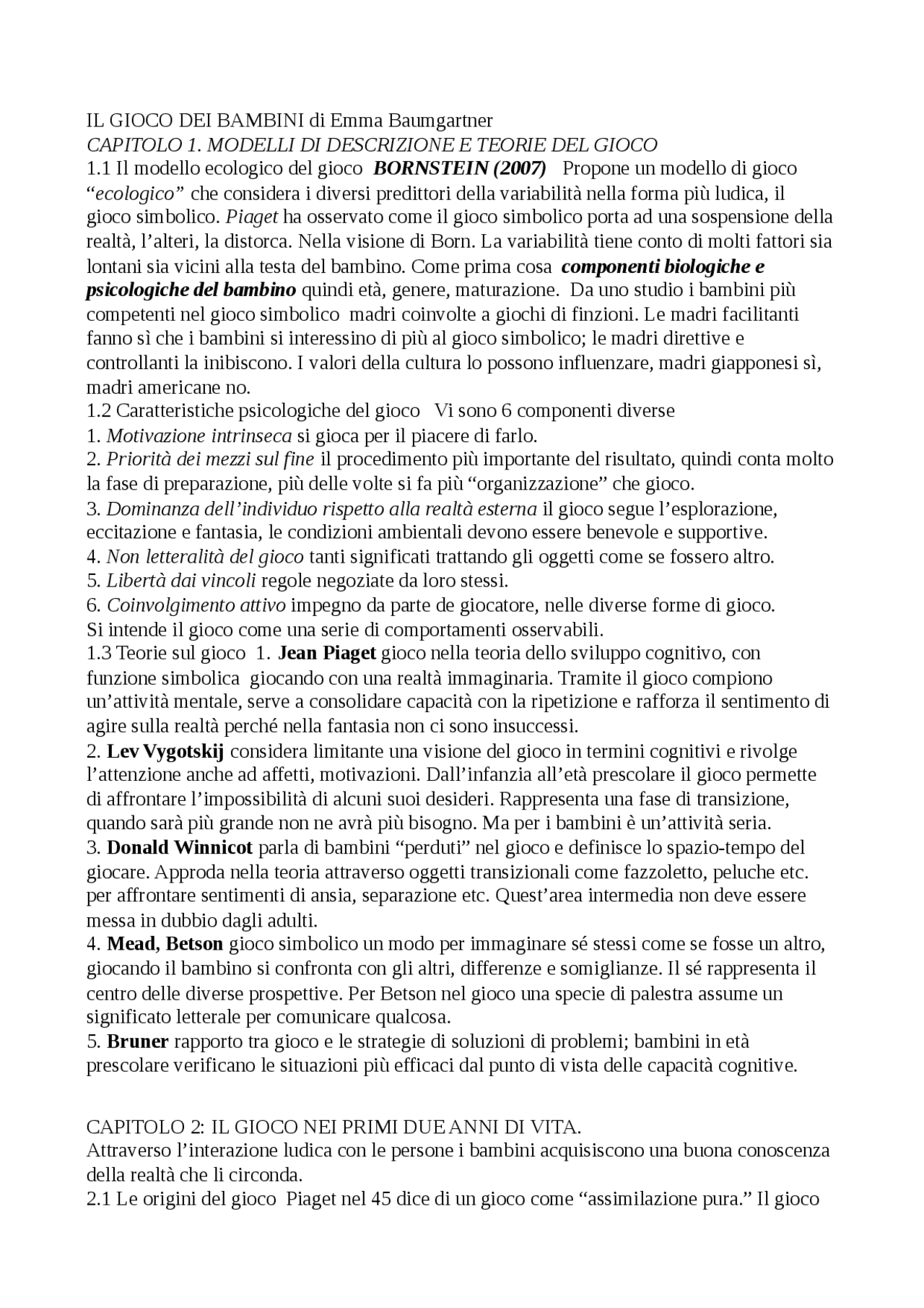 Il Gioco Dei Bambini Docsity