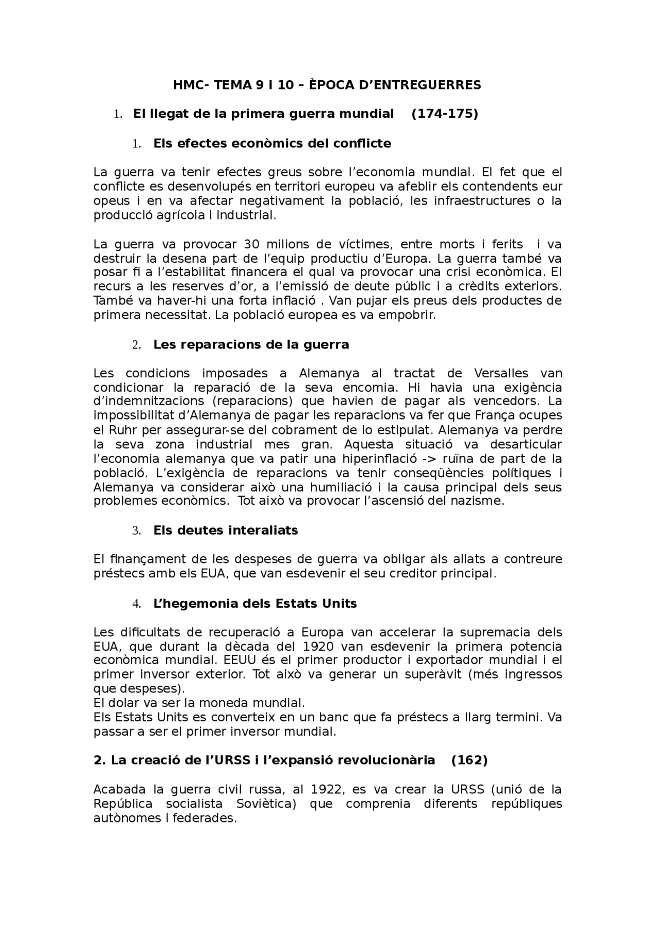 Resum Tema 9 I 10 Hmc 1 Batx Docsity