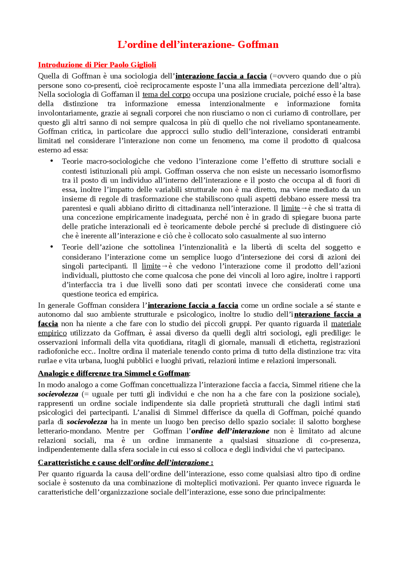 Riassunto Sullintroduzione A Cura Di P Giglioli Del Libro Lordine