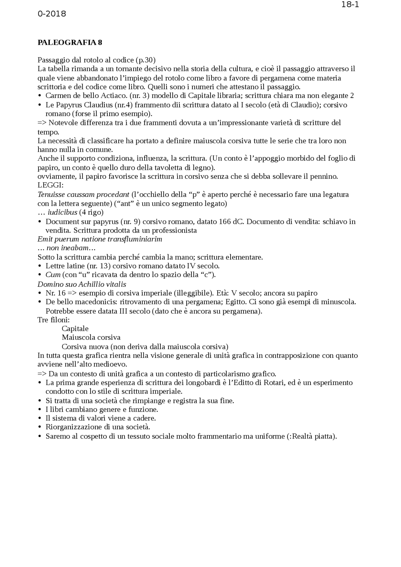 Appunti Completi Paleografia Docsity