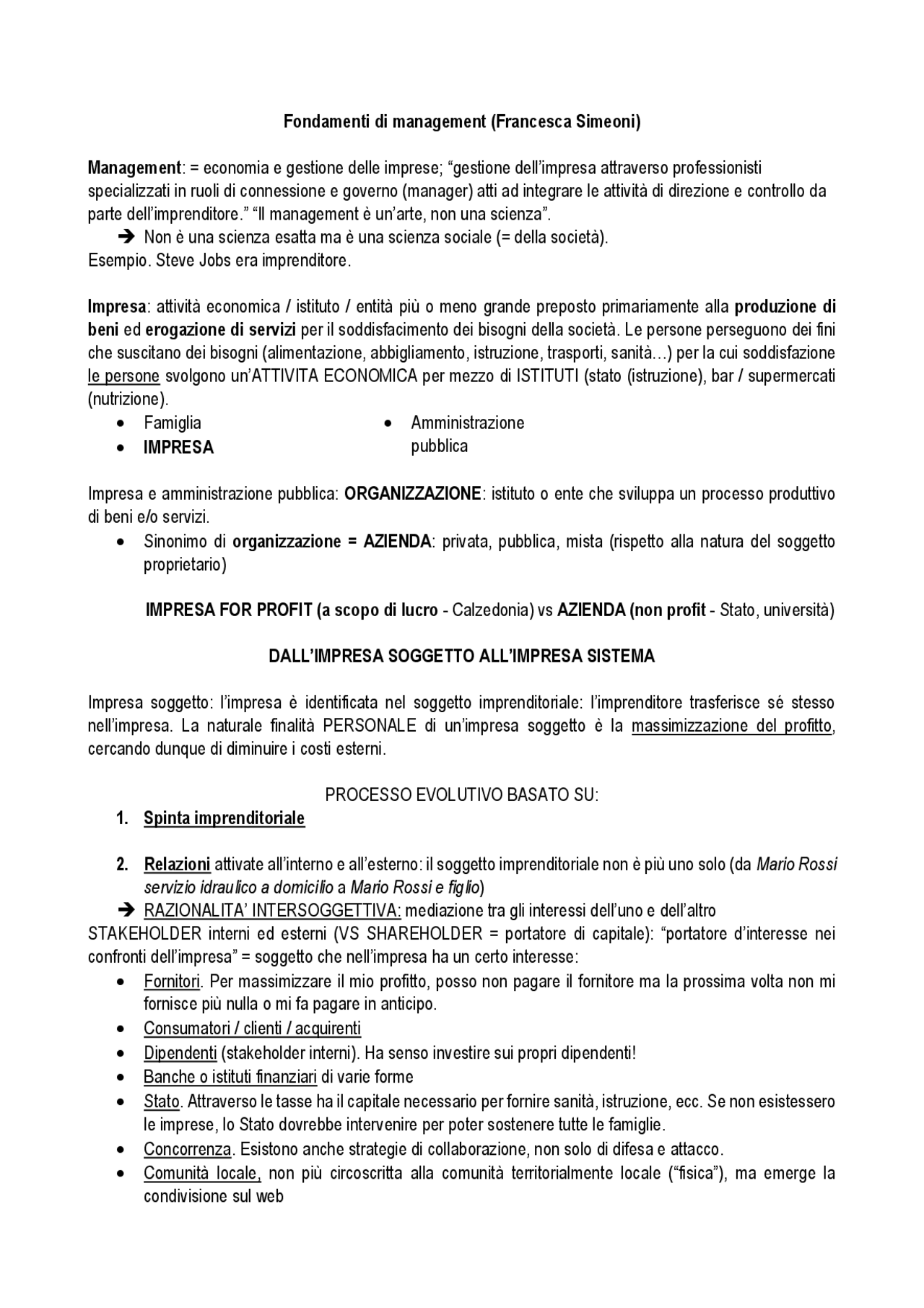 Fondamenti Di Management Simeoni Docsity