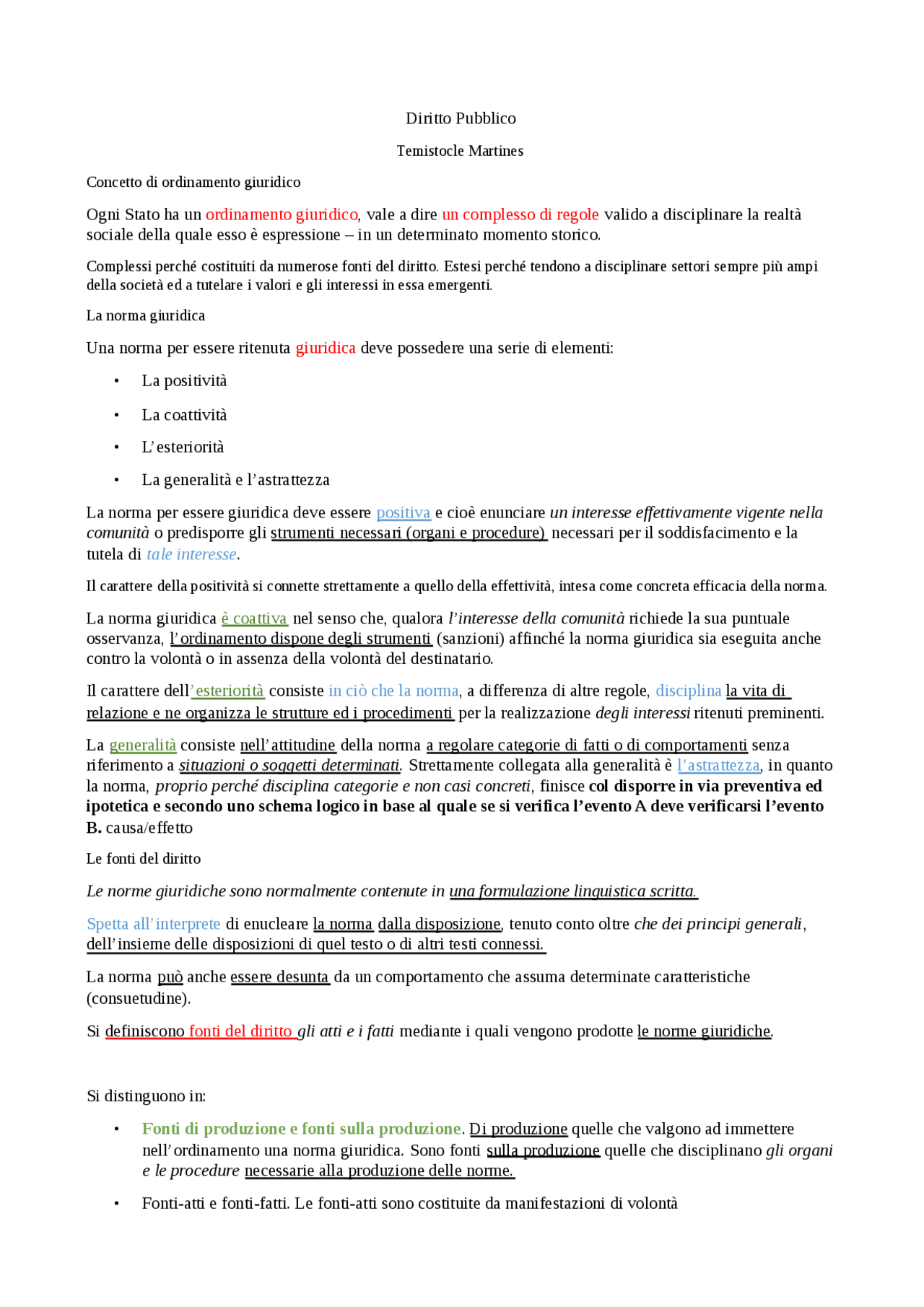 Riassunto Diritto Pubblico Temistocle Martines Giuffrè Editore Docsity
