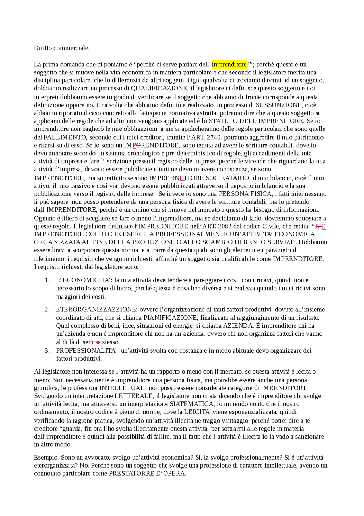 Appunti Diritto Commerciale Docsity