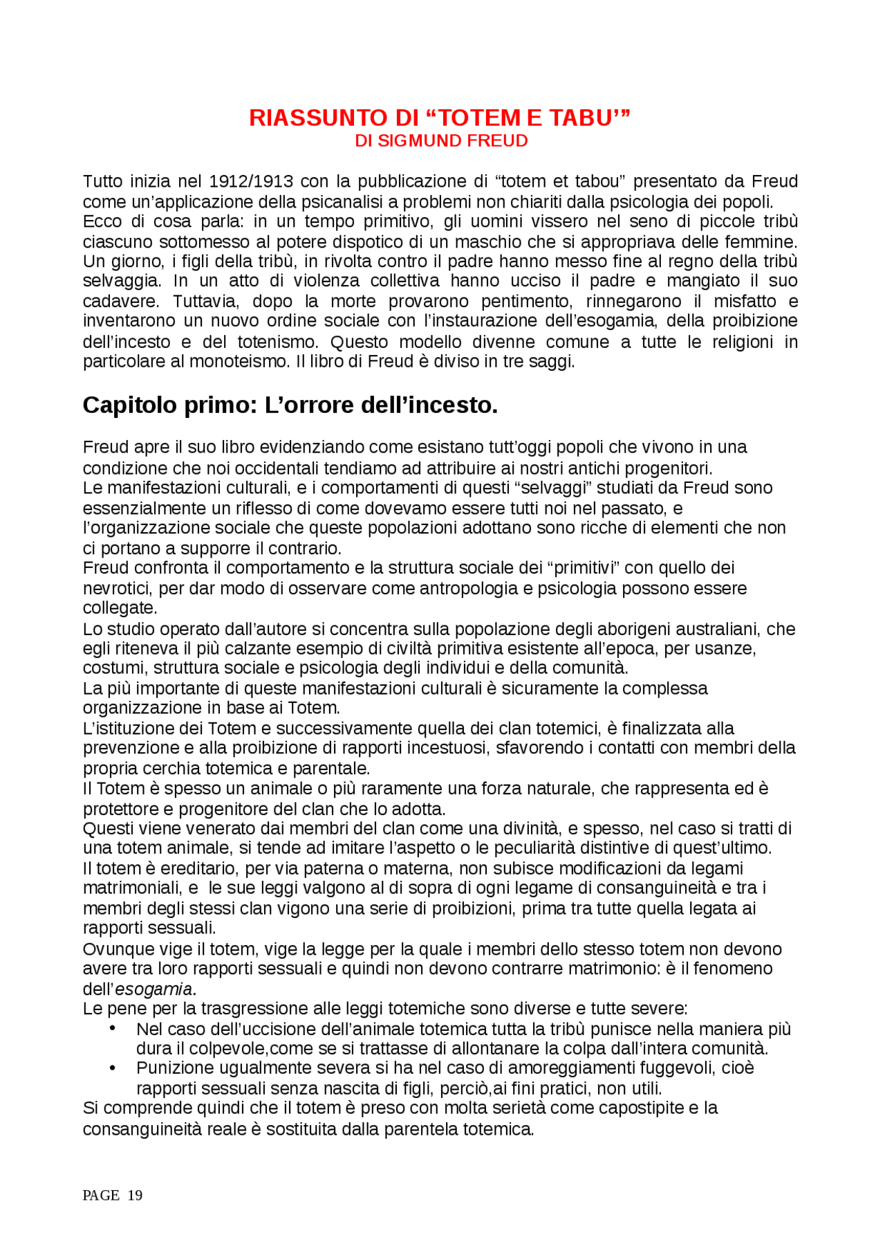 Riassunto Dettagliato Di Totem E Tabù Docsity