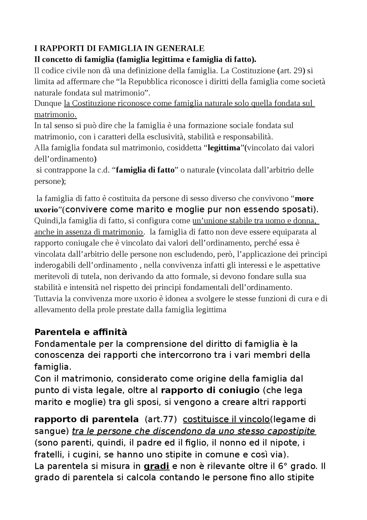 I Rapporti Di Famiglia Docsity