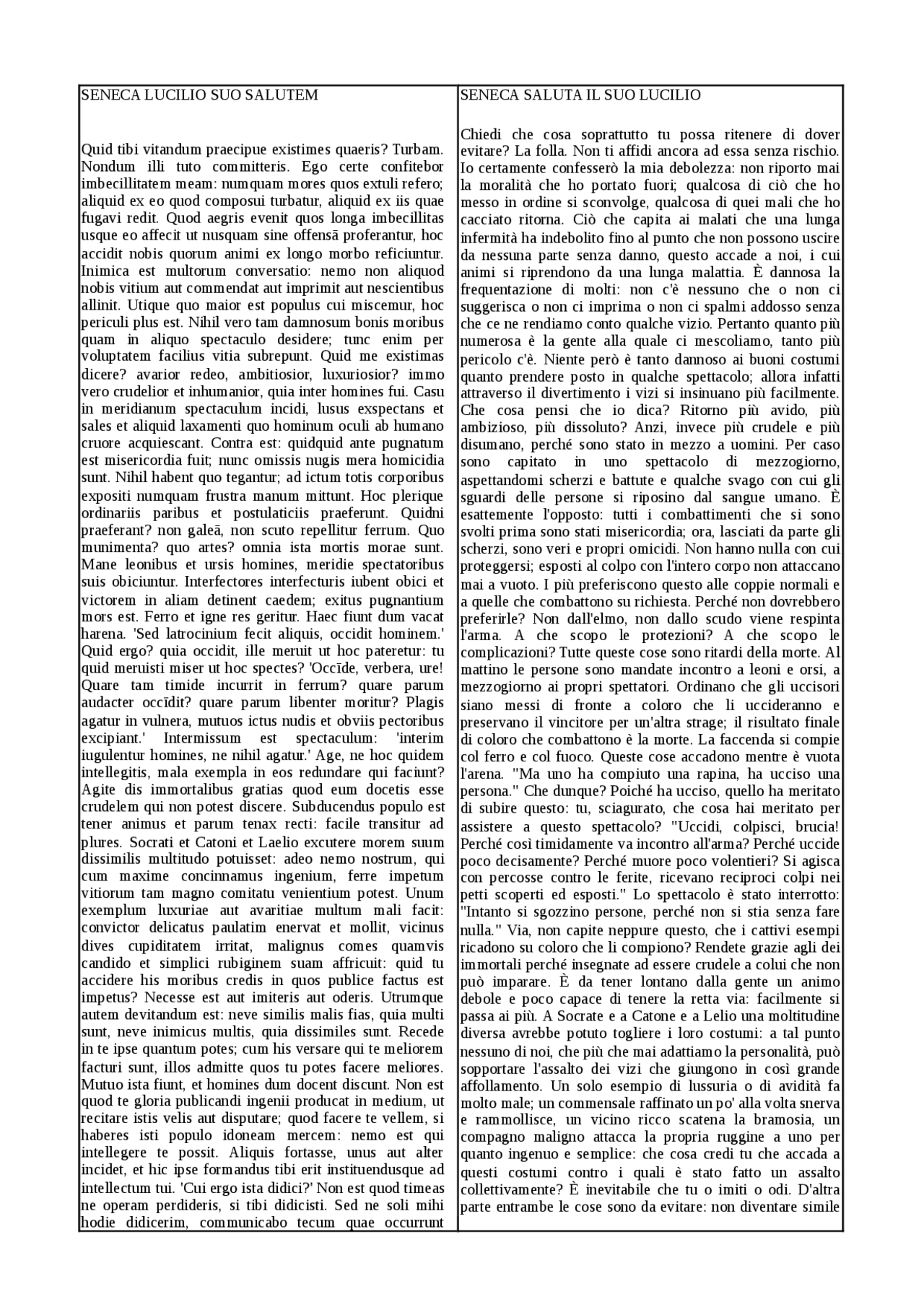 Epistola A Lucilio 7 Traduzioni Di Latino Docsity