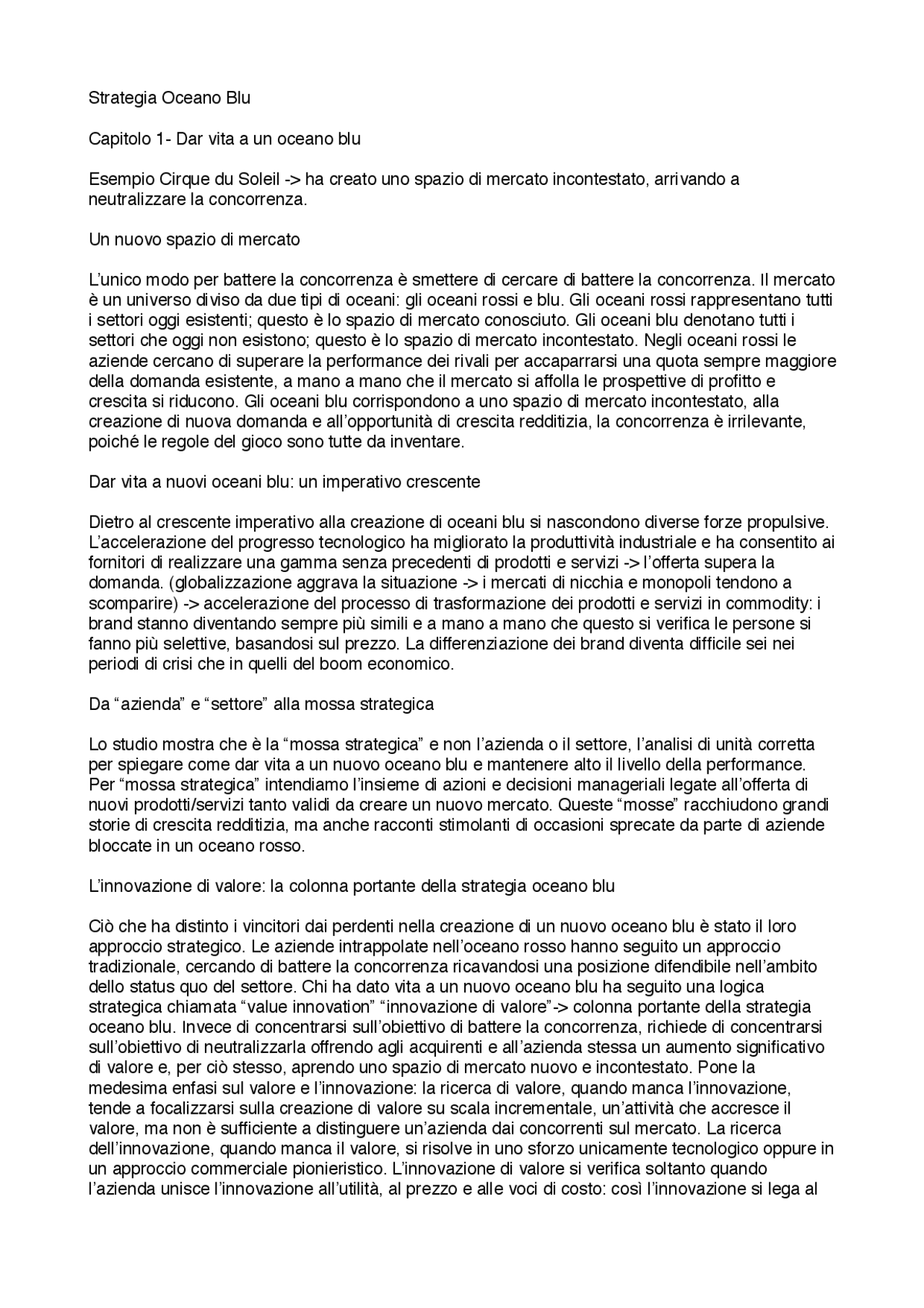 Strategia Oceano Blu Docsity