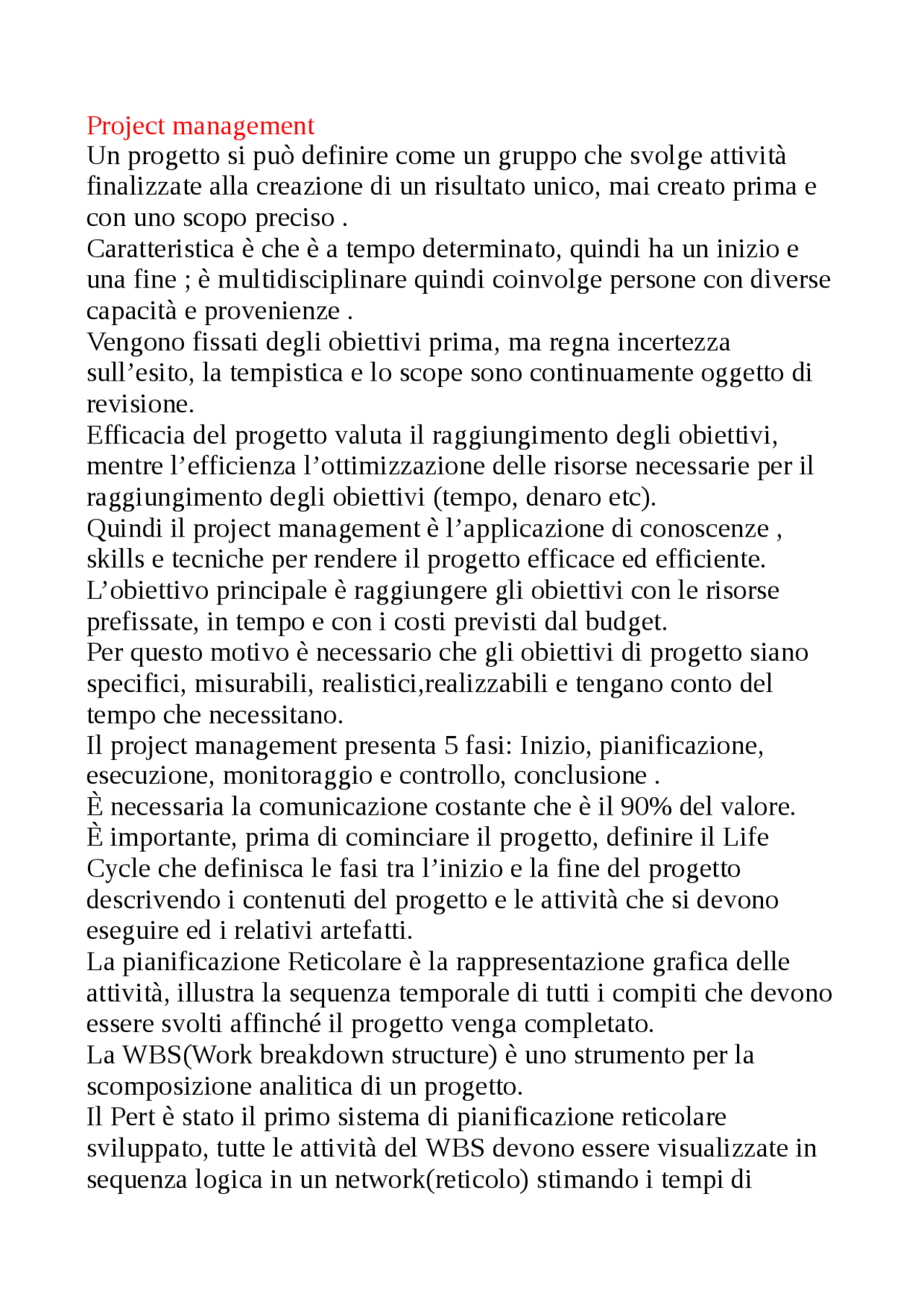 Il Project Management Docsity