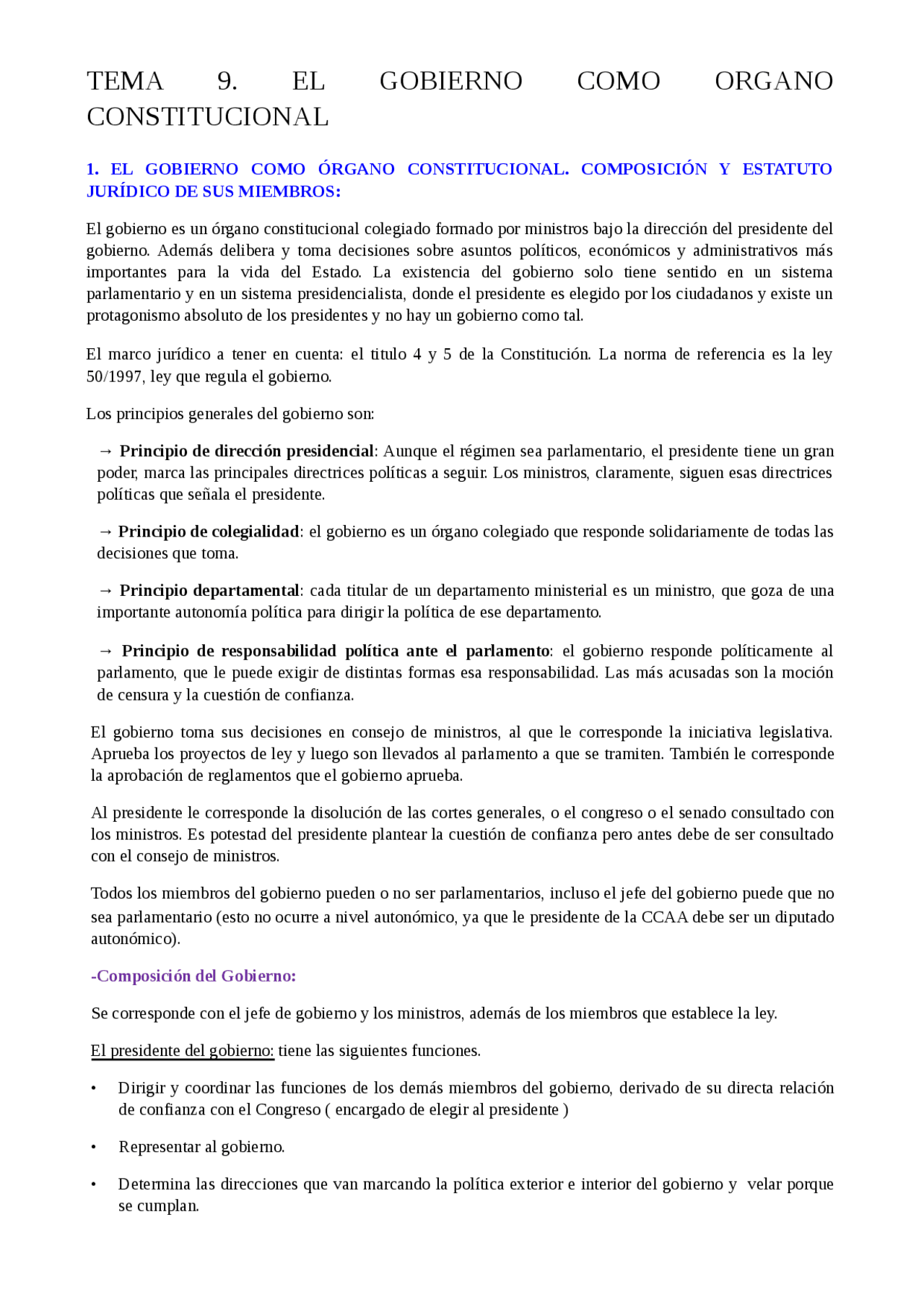 Tema 9 Derecho Constitucional Docsity