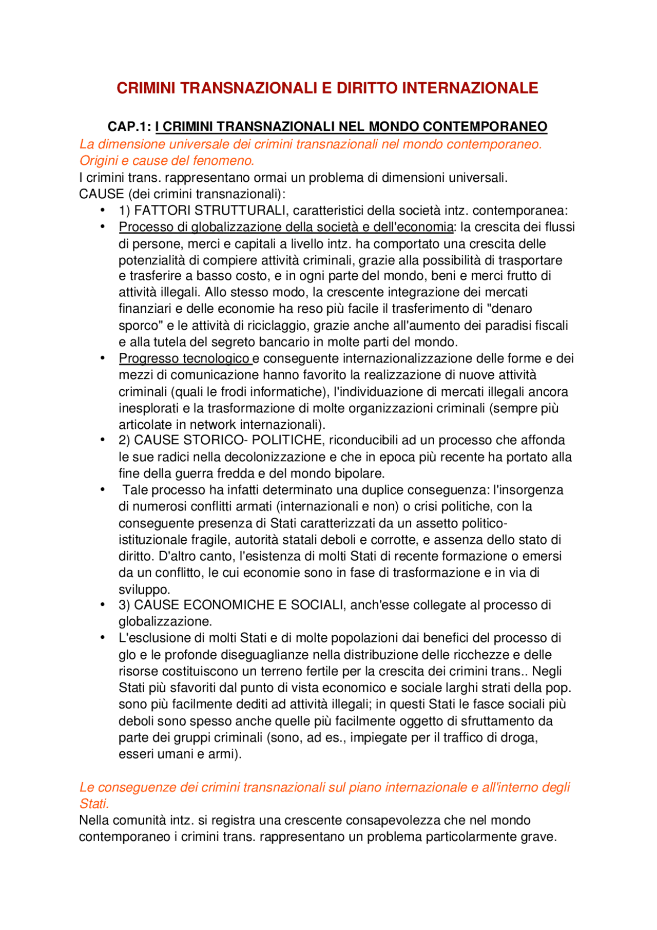 Cap 1 Crimini Transnazionali E Diritto Internazionale Ponti Docsity