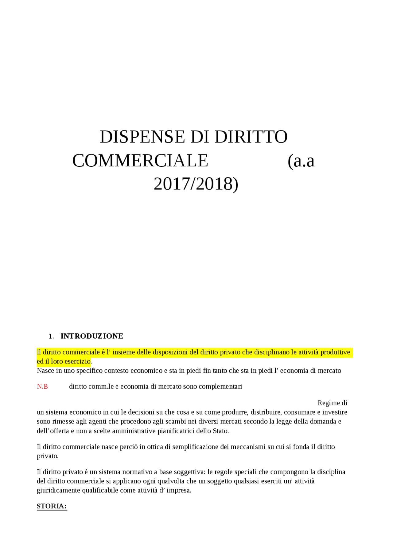 Dispense Diritto Commerciale Docsity