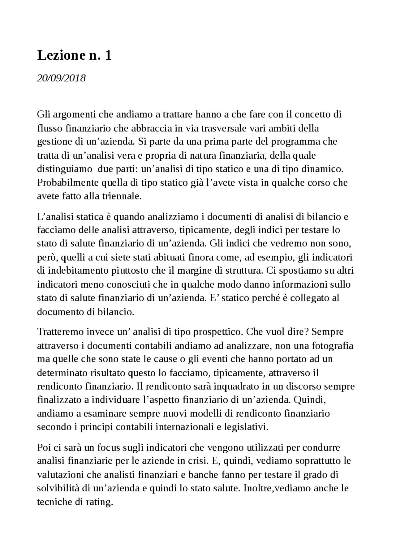 Analisi Dei Flussi Finanziari Docsity