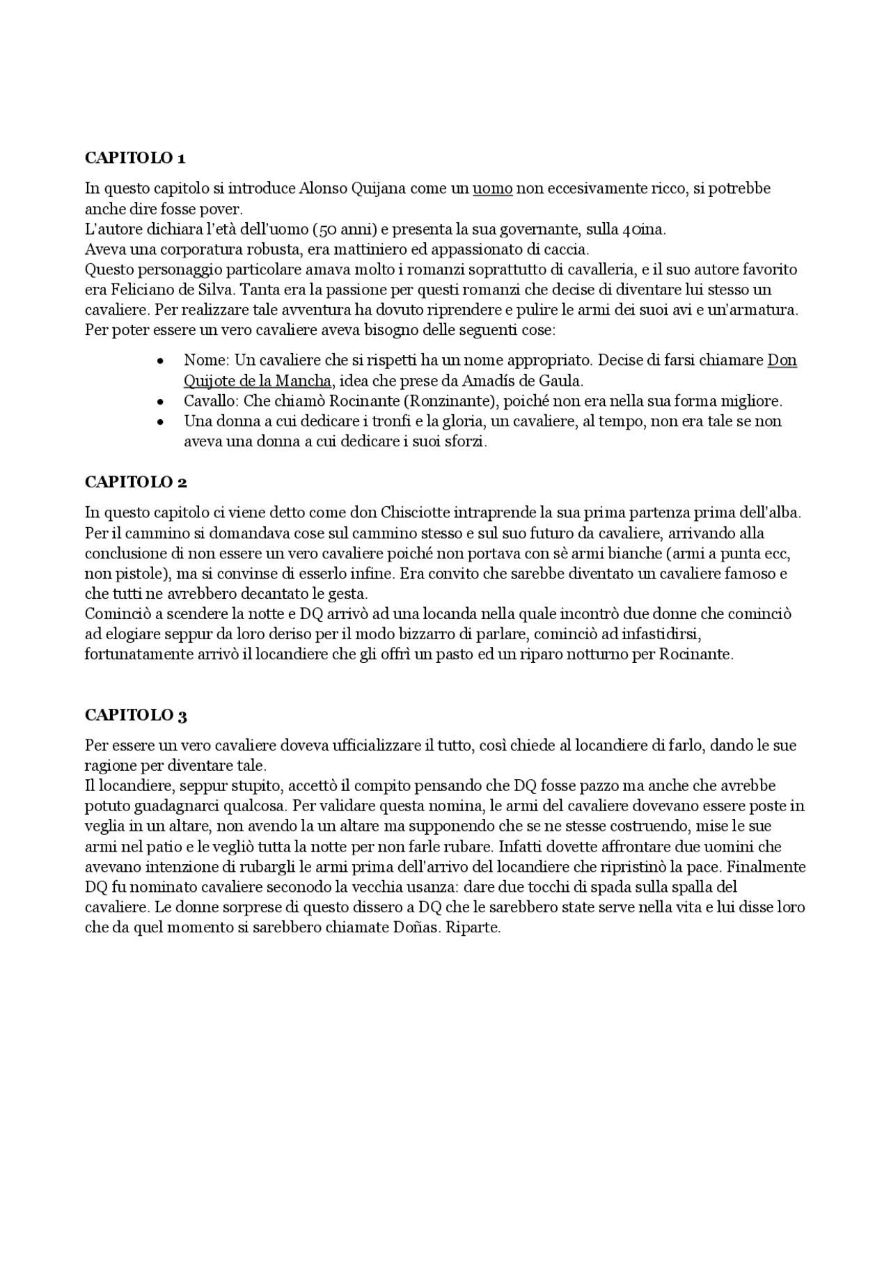 Riassunto Due Libri Don Chisciotte Docsity