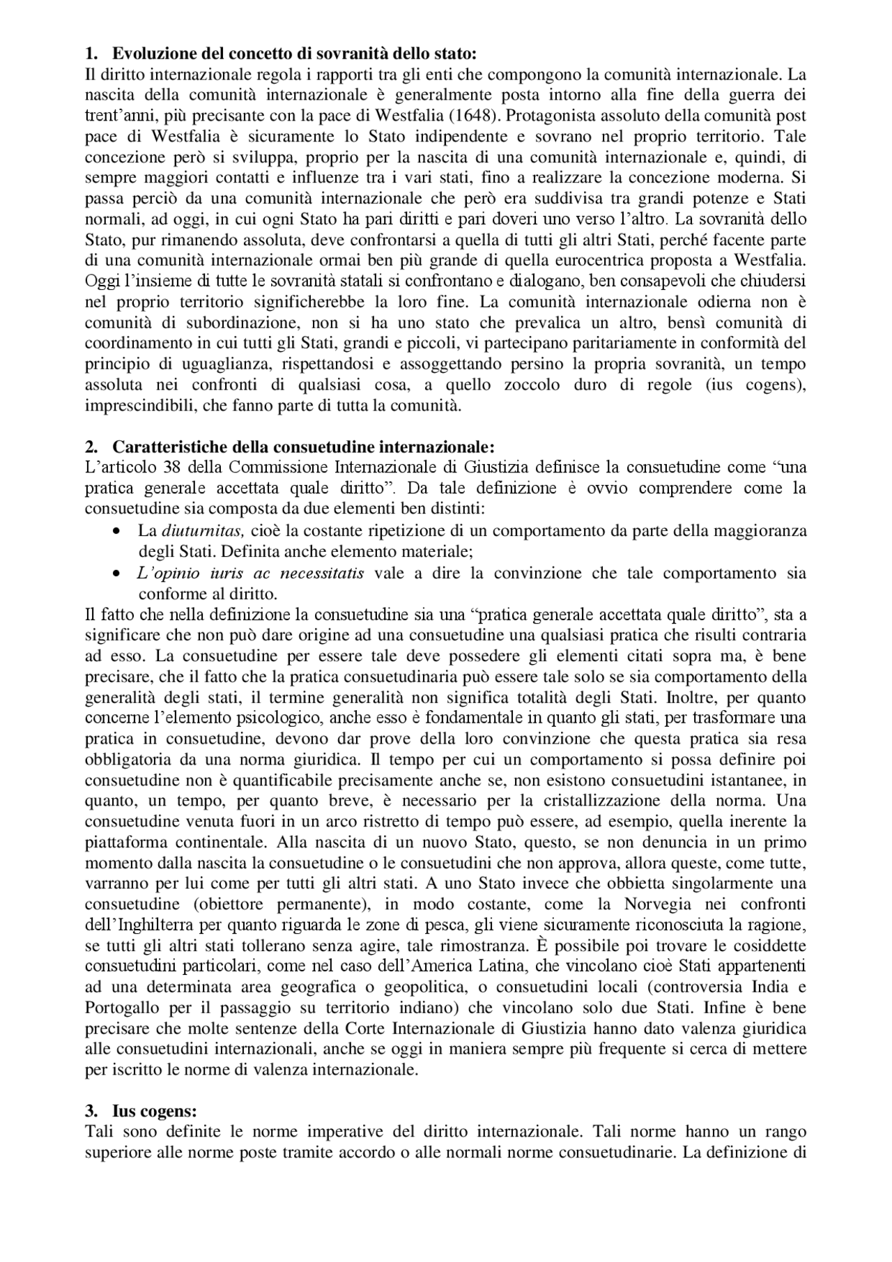 Riassunto Diritto Internazionale Docsity