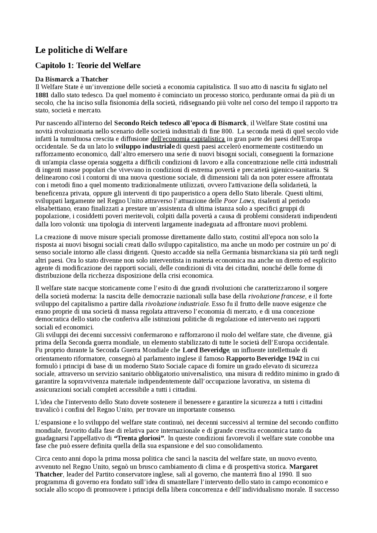 Le Politiche Di Welfare Docsity