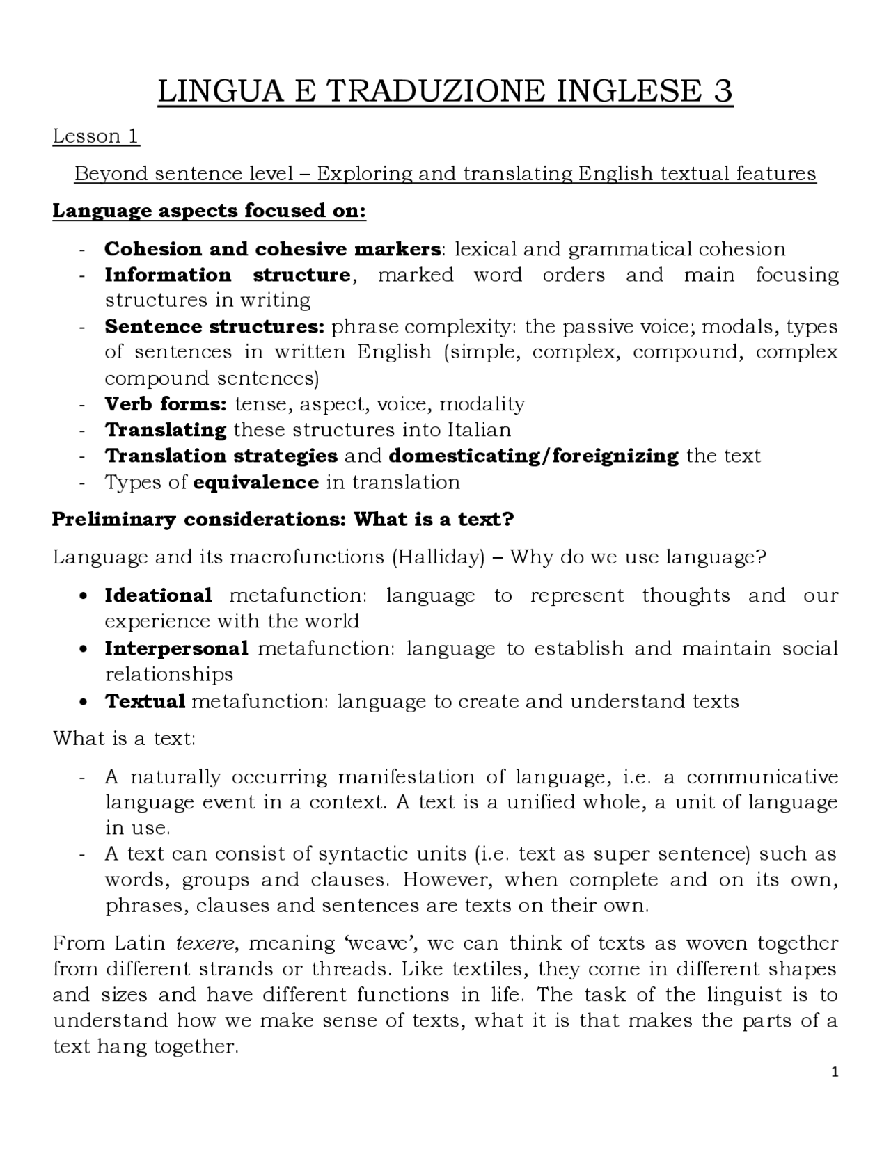 Lingua E Traduzione Inglese 3 Docsity
