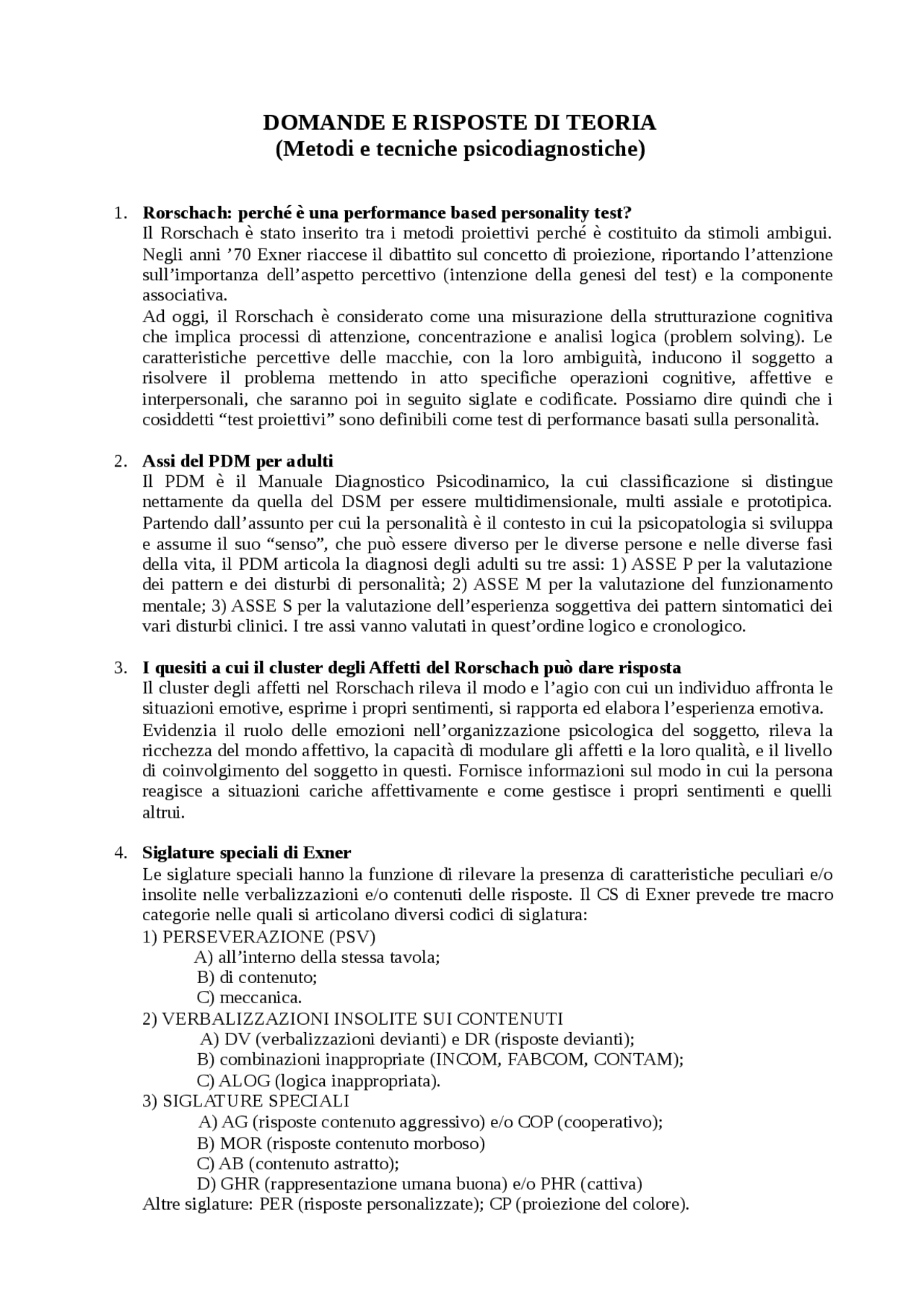 Negri Domande E Risposte Parte Teorica Docsity