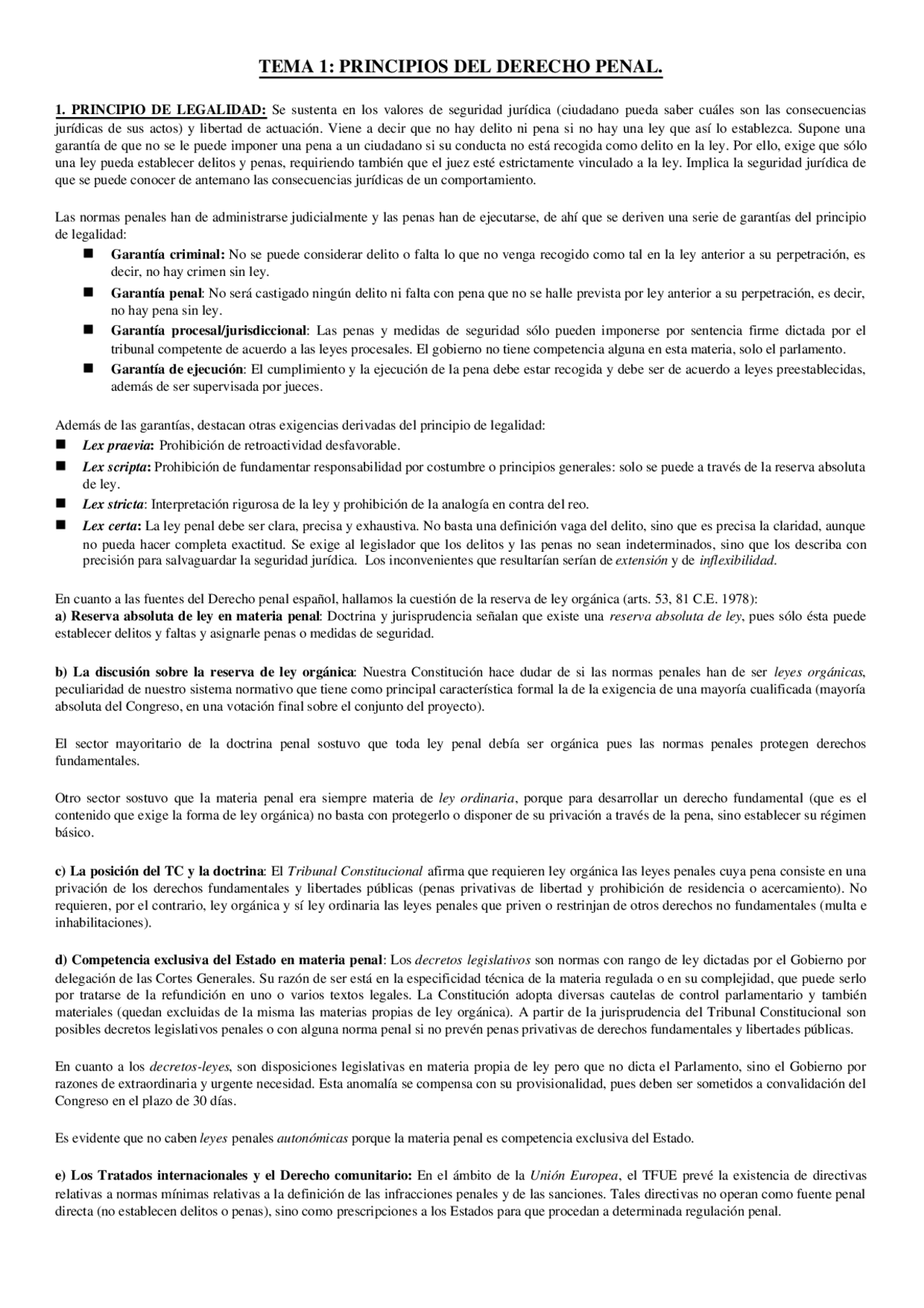 Fundamentos Del Derecho Penal Notes De Droit Pénal Docsity