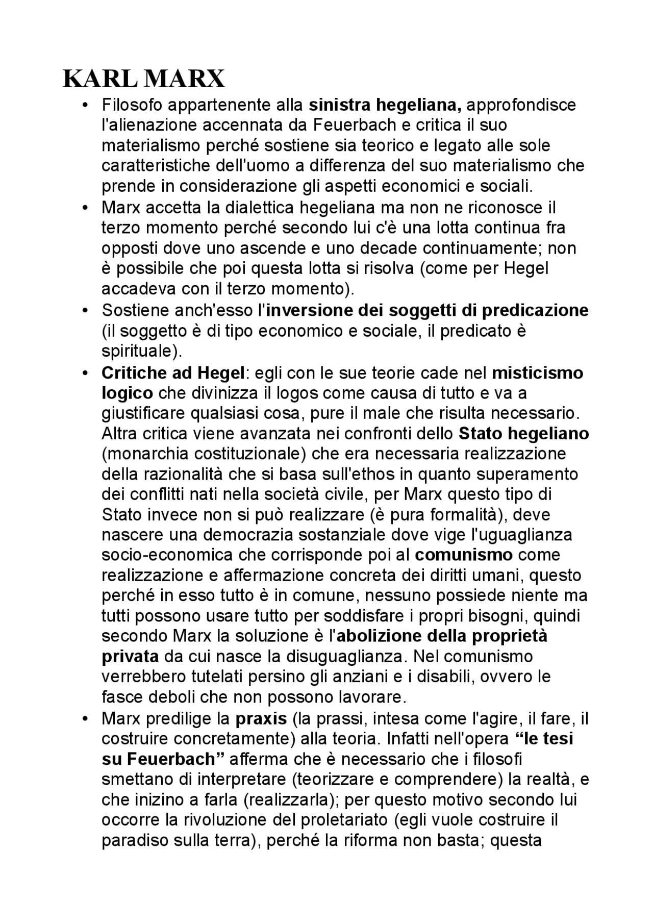 Riassunto Ben Fatto Su Karl Marx Docsity