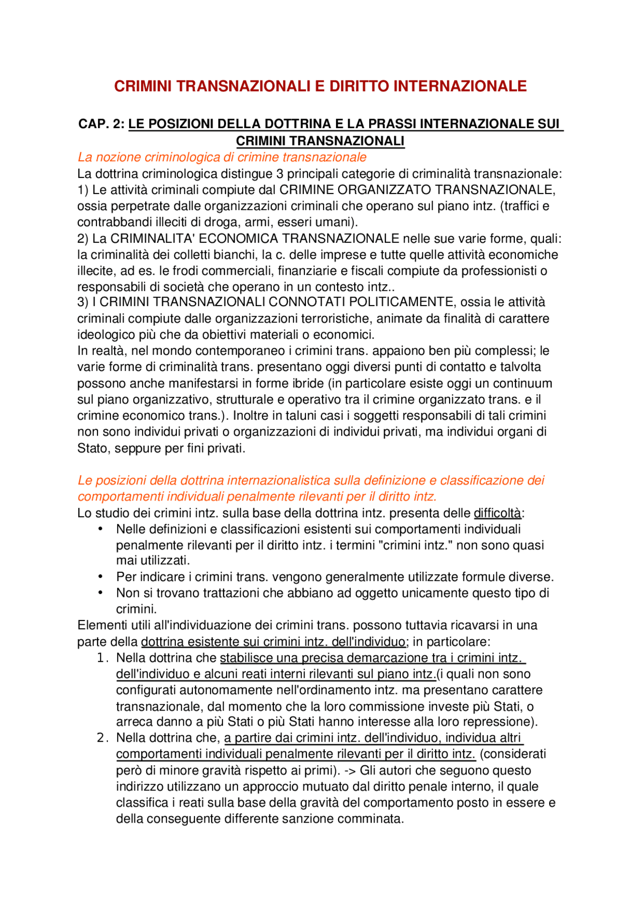 Riassunto Del Cap 2 Del Libro Crimini Transnazionali E Diritto