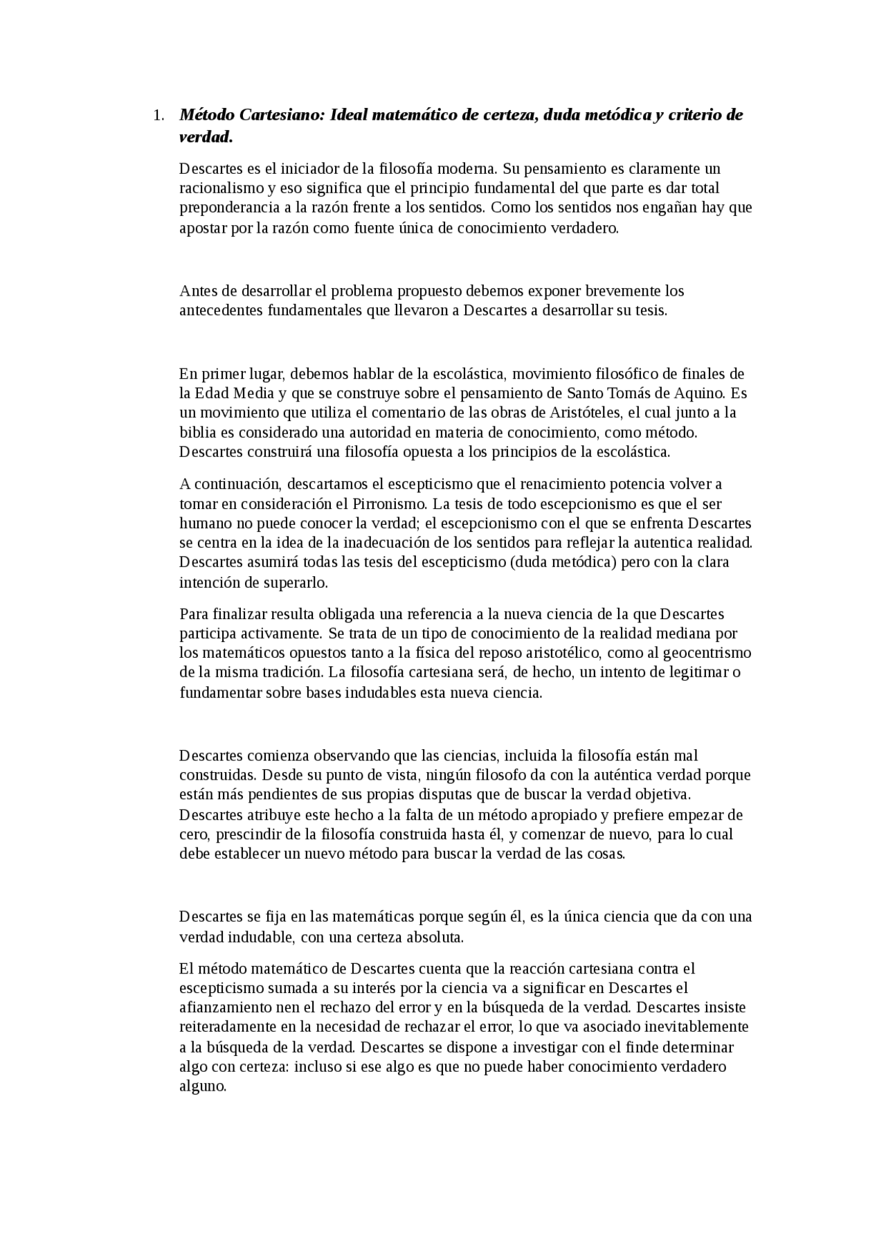 Redacciones Descartes Exámenes Selectividad De Filosofía Docsity