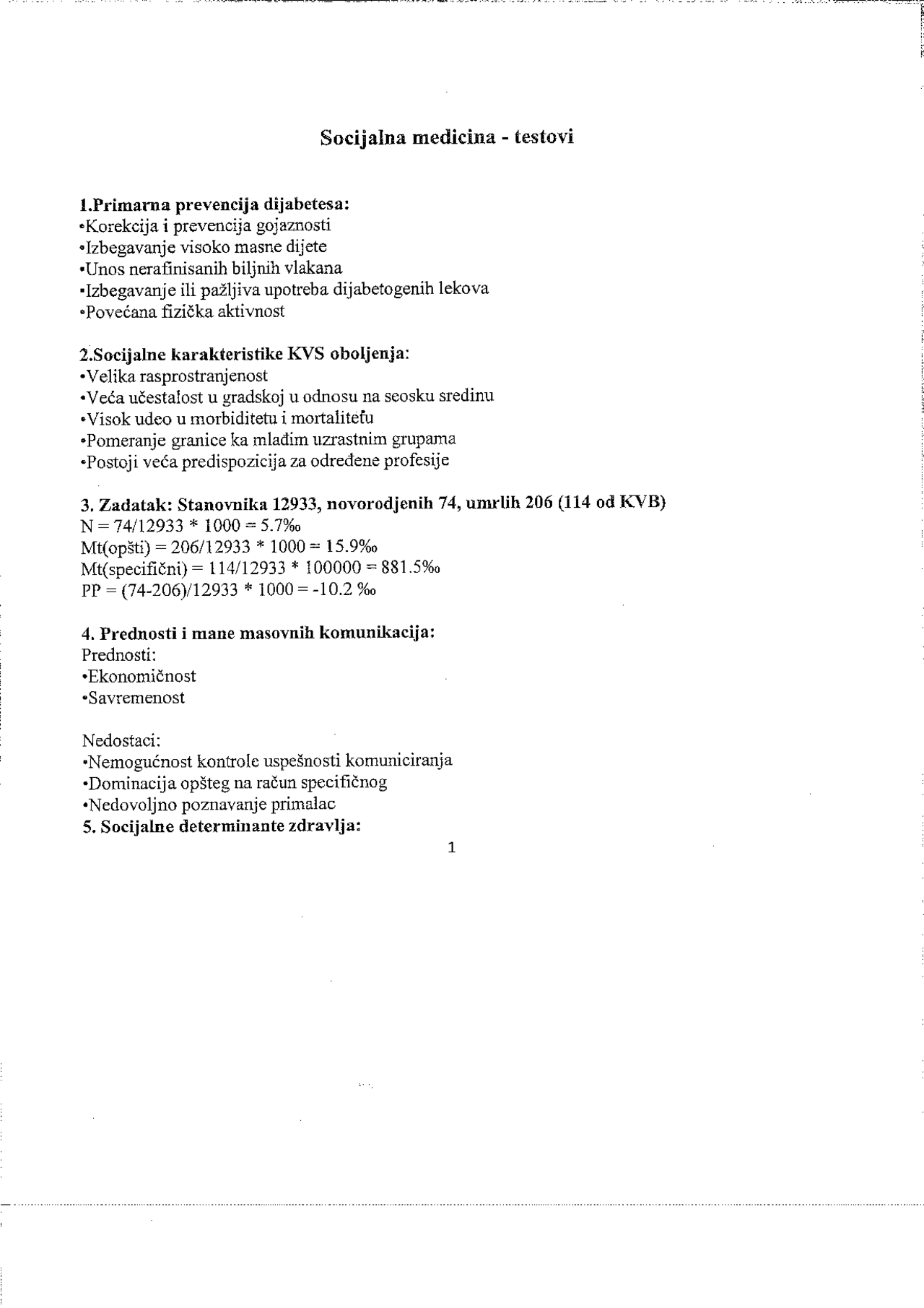 Test Iz Socijalne Medicine Ispiti Predlog Socijalna Patologija Docsity